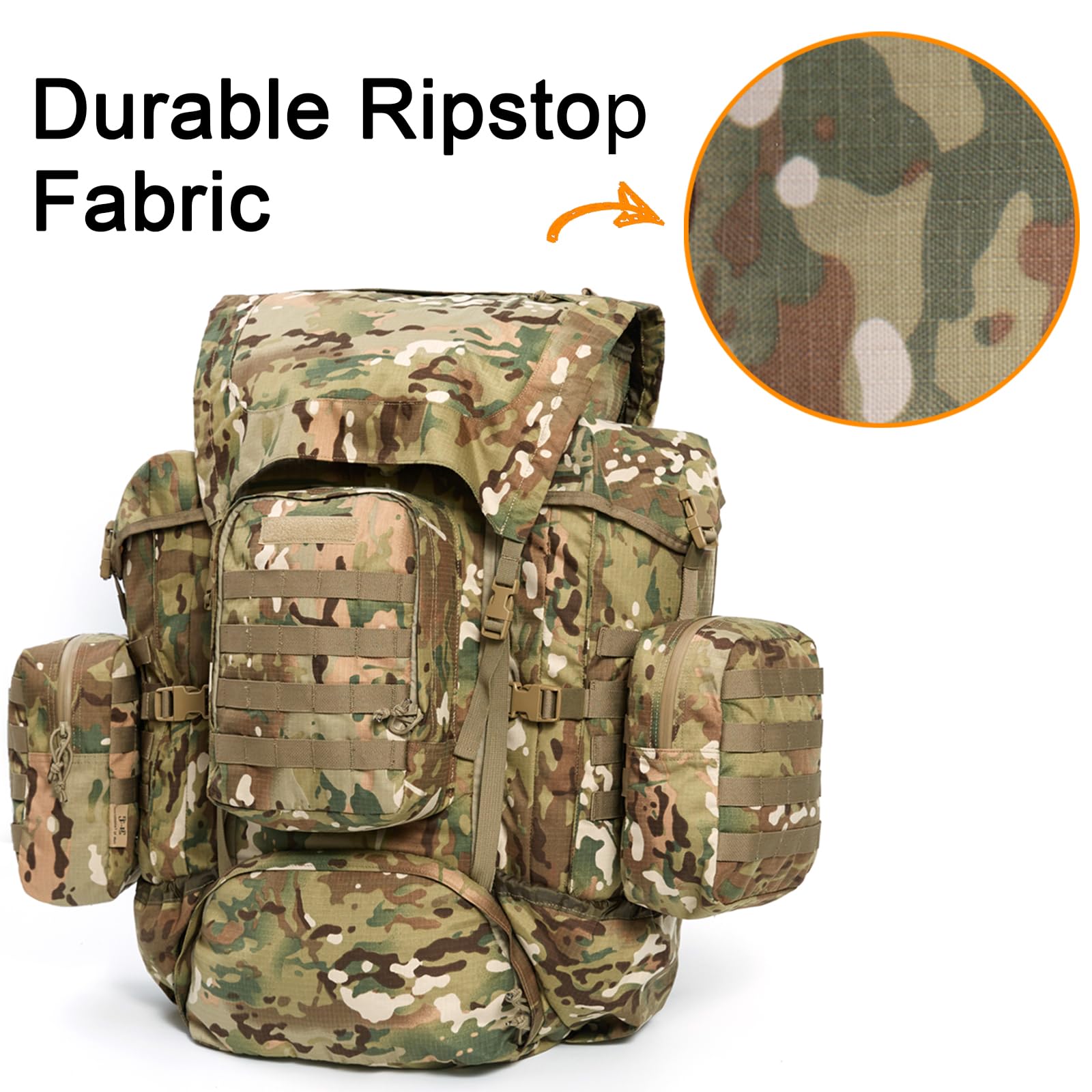 MT Military Army Rucksack, Extra Large Capacity Hunting Ruck with ...