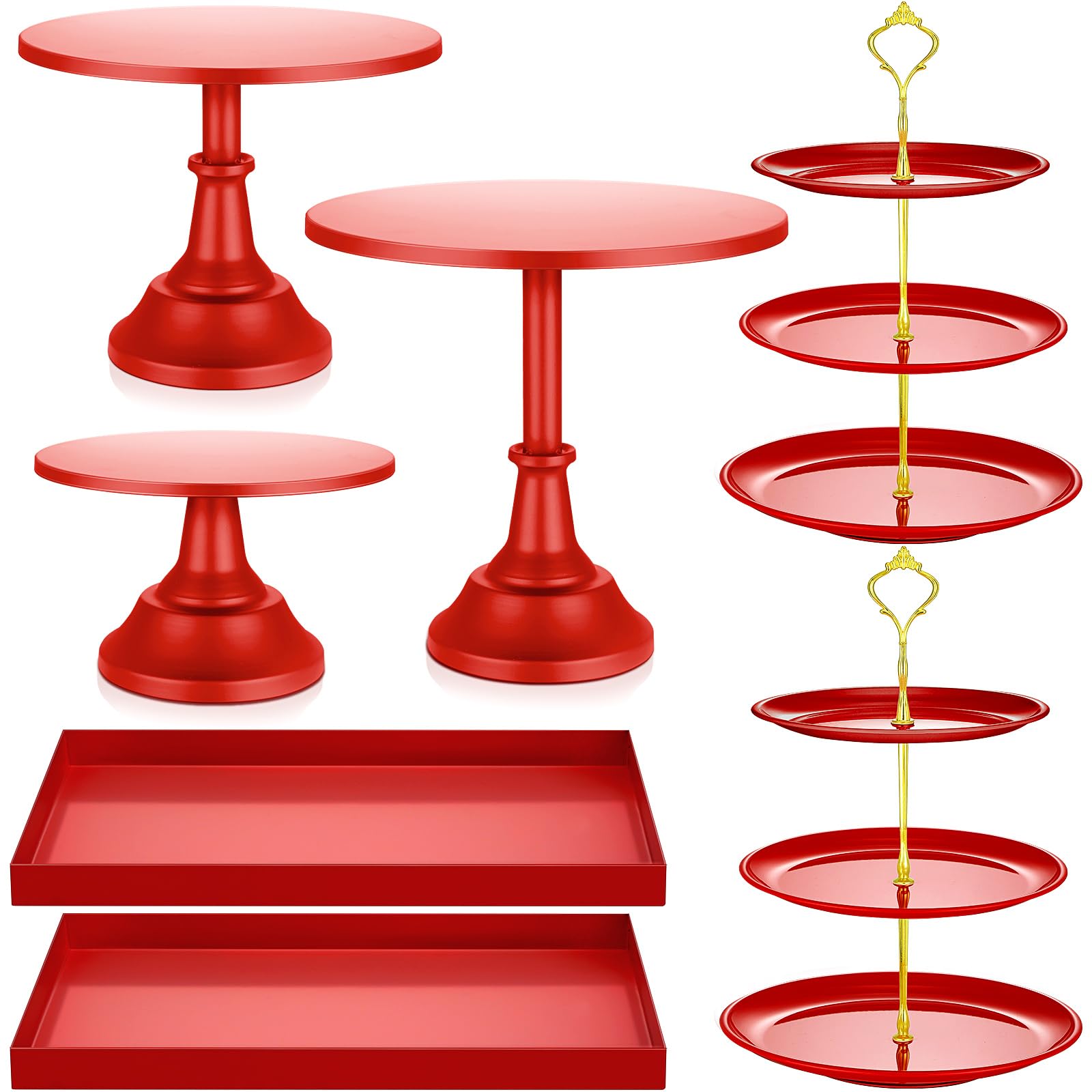 Tioncy 7 Pcs Cake Stand Set Metal Cupcake Holder Dessert Table Display ...