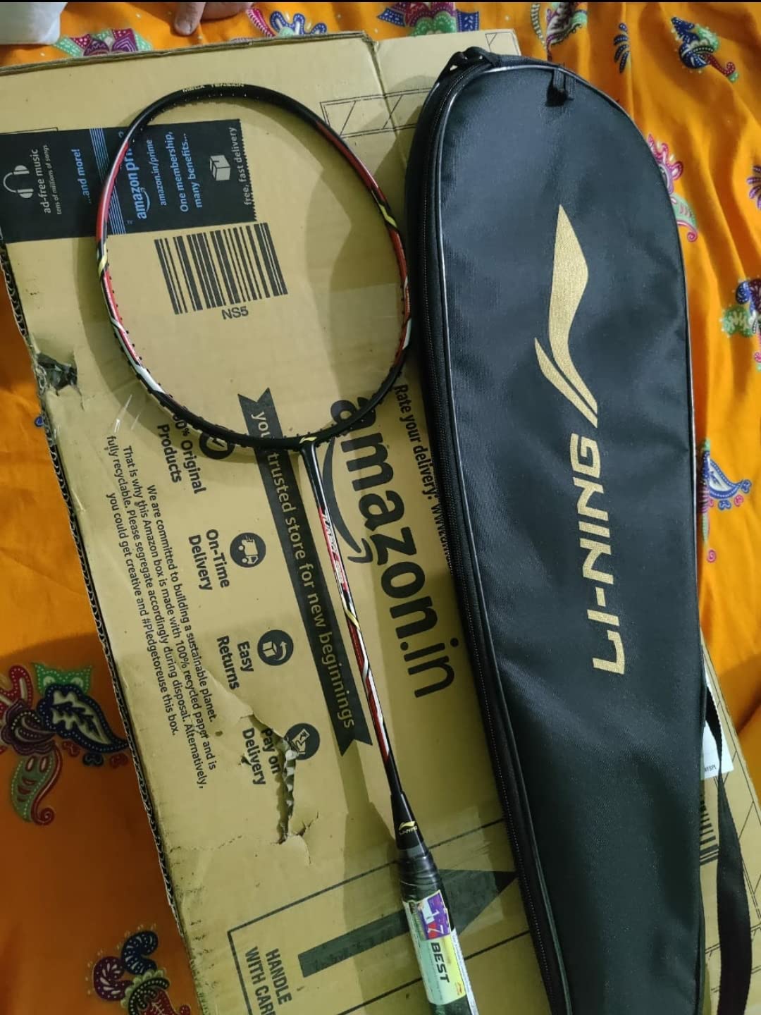 Li-Ning Turbo 99 Unstrung Carbon Fiber Badminton Racket with Full Cover ...