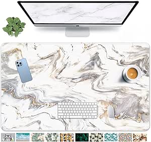 Amazon.com : Britimes Large Gaming Mouse Pad White Marble Non-Slip Desk ...