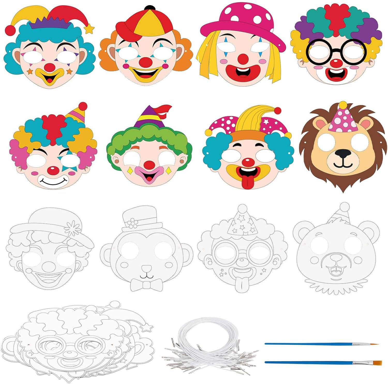 Amazon.com: ZEELONA 24 Pcs Circus Crafts for Kids Color Your Own Clown ...