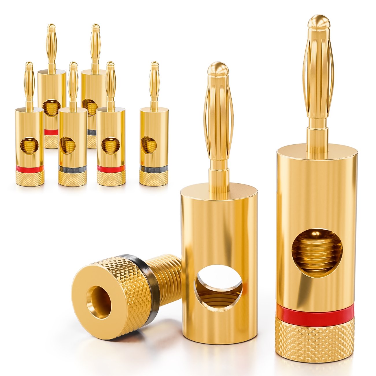 deleyCON 8X Banana Plugs Gold-Plated and Screwable for Cable Boxes ...