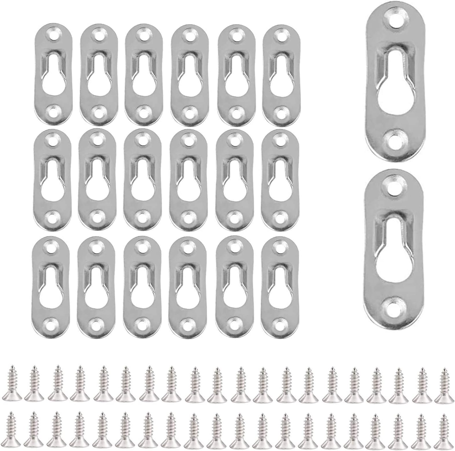 qxayxa 40 Pcs Keyhole Hangers, Picture Hangers, Metal Keyhole Hanging ...