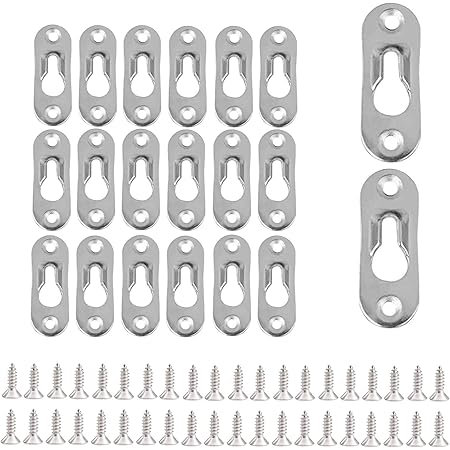 20PCS Keyhole Hangers with 40 Pcs Screws Metal Fasteners Flat Keyhole ...