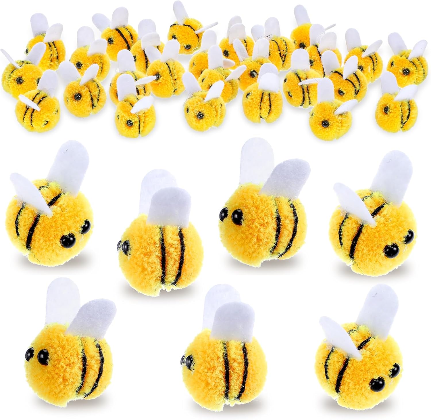 LLOUSSAK 28Pcs Wool Felt Bee Craft Balls, Bee Craft Supplies, Cute ...