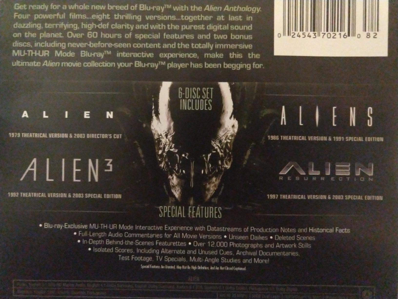 Alien Anthology (Alien / Aliens / Alien 3 / Alien: Resurrection) [Blu ...