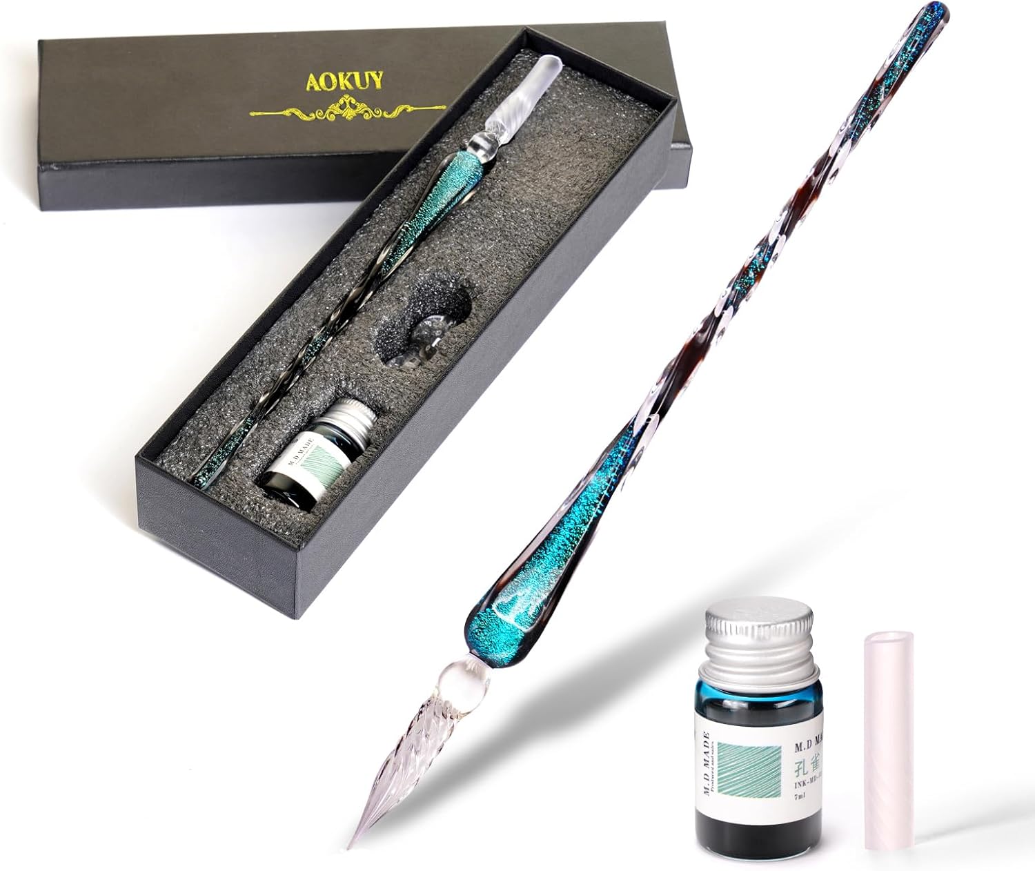 Amazon.com : Aokuy Glass Dip Pen Set,Calligraphy Pen,Crystal Signature ...