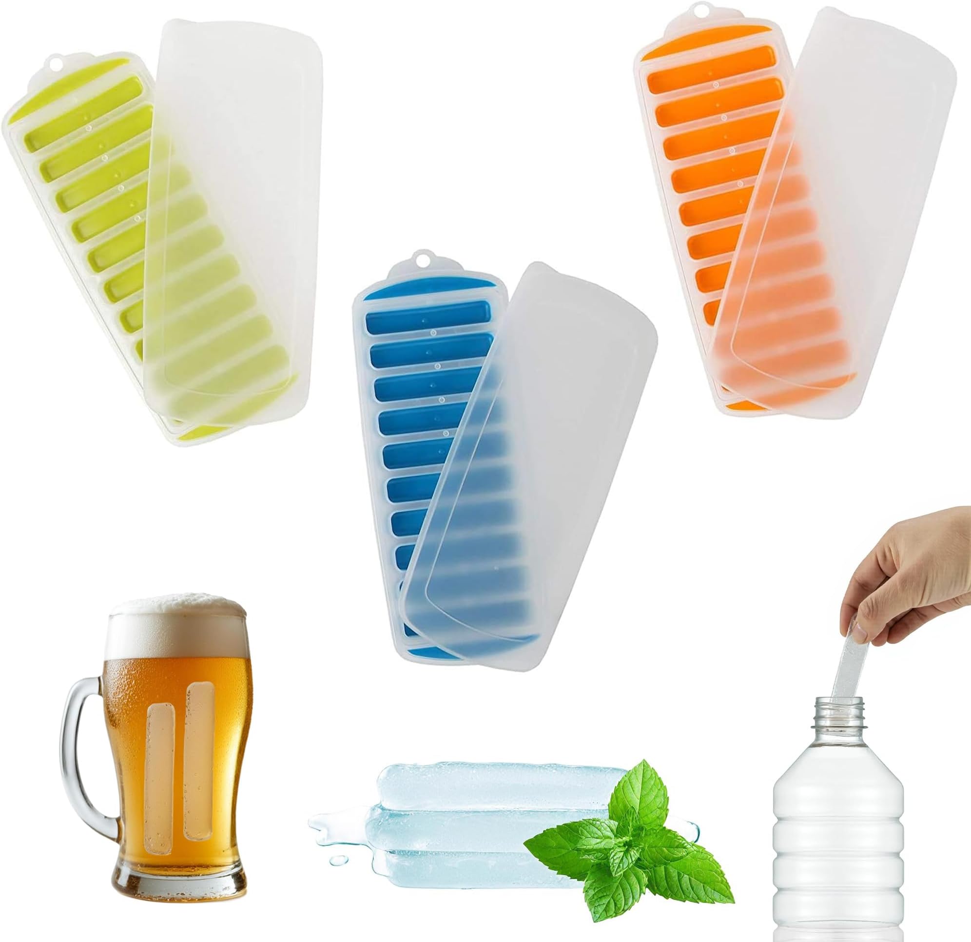 Amazon.com: Water Bottle Ice Cube Trays for Freezer - Silicone Ice ...