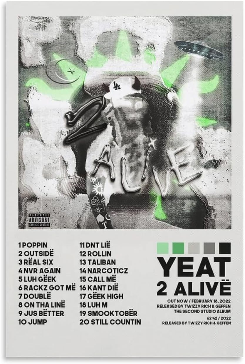 Amazon.com: Yeat Poster Lyfe Poster Album Cover Posters for Room ...