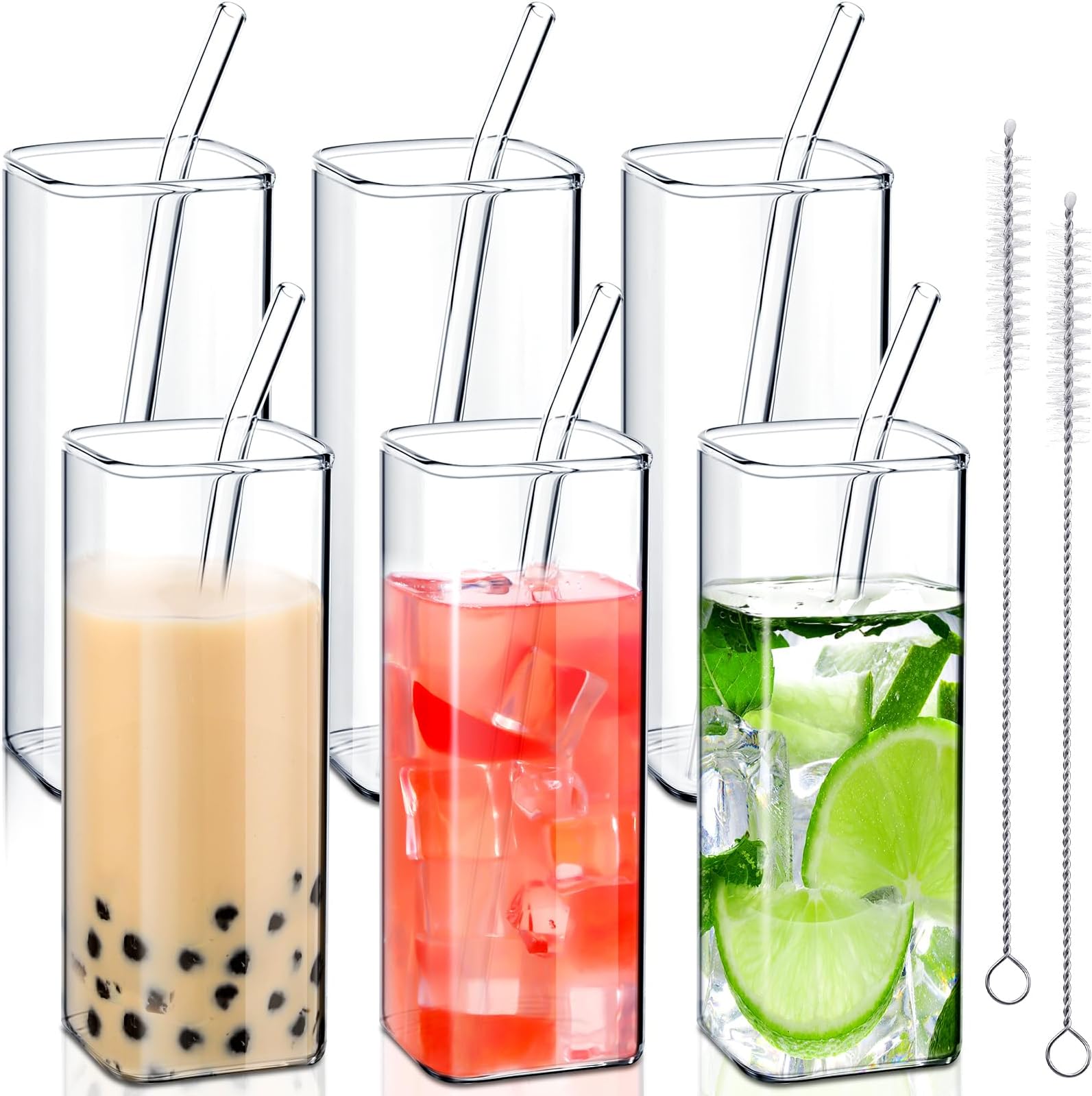 Amazon.com | Tessco 8 Set Square Drinking Glasses Square Glass Cups ...