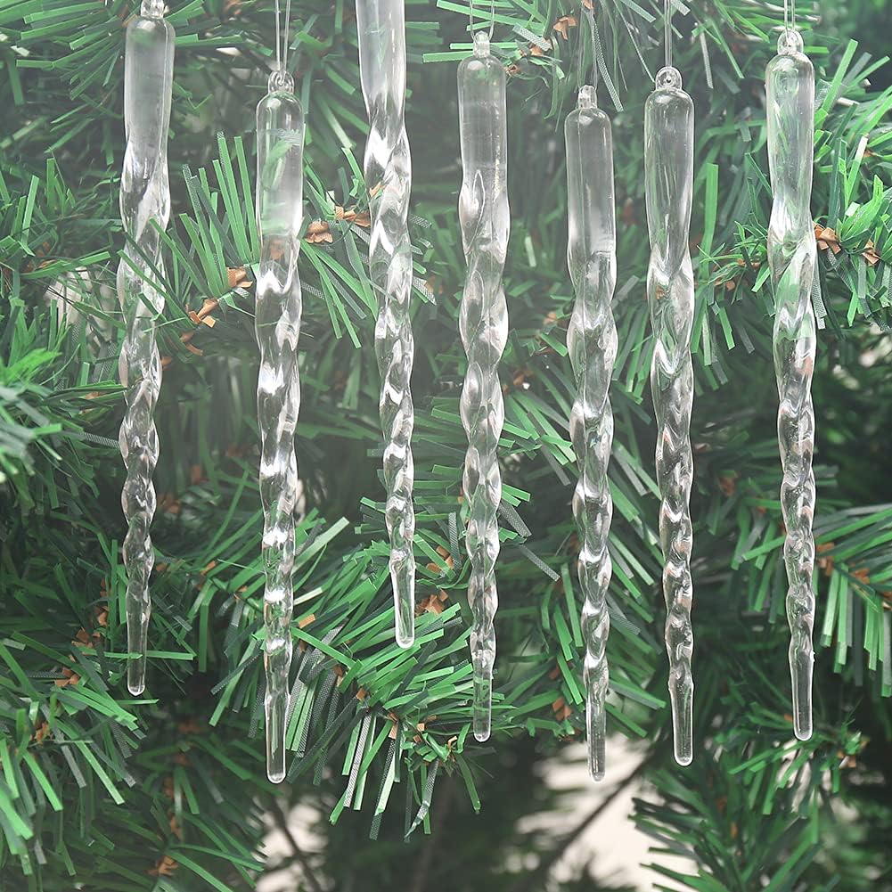 Amazon.com: Zsail Icicle Christmas Ornaments 25pcs Clear Acrylic Icicle ...