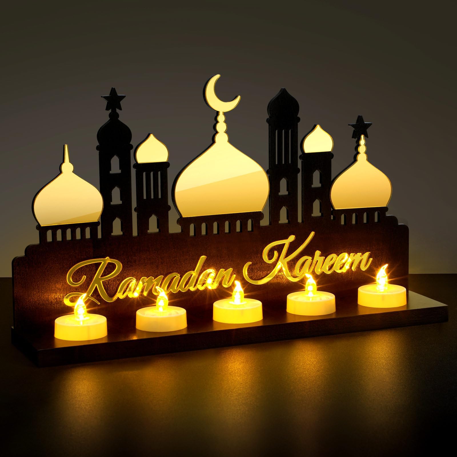 Amazon.com: Rossesay Islamic Decorations Islamic Candle Holder with 5 ...