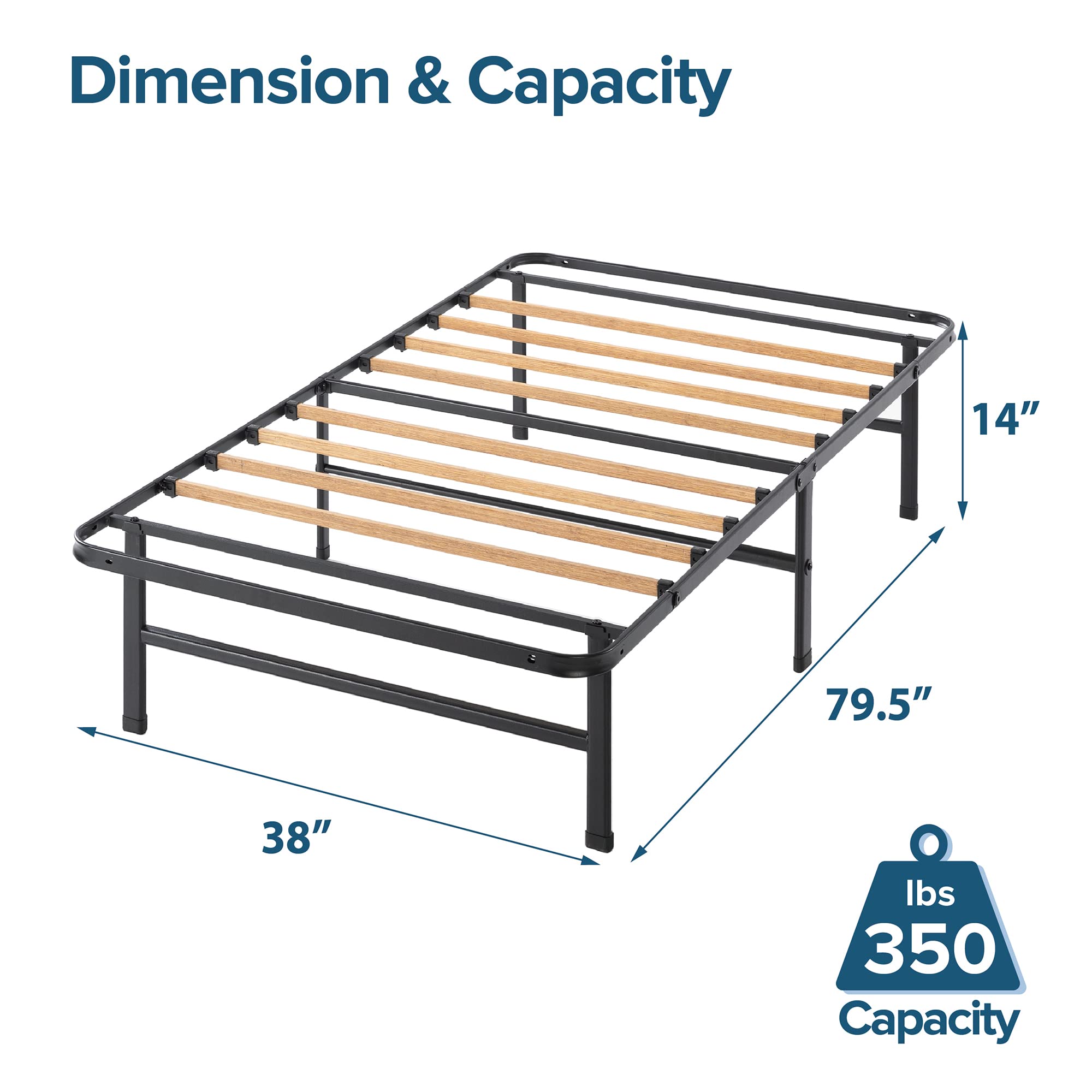 Zinus SmartBase Essential Mattress Foundation with Bamboo Slats / Metal ...