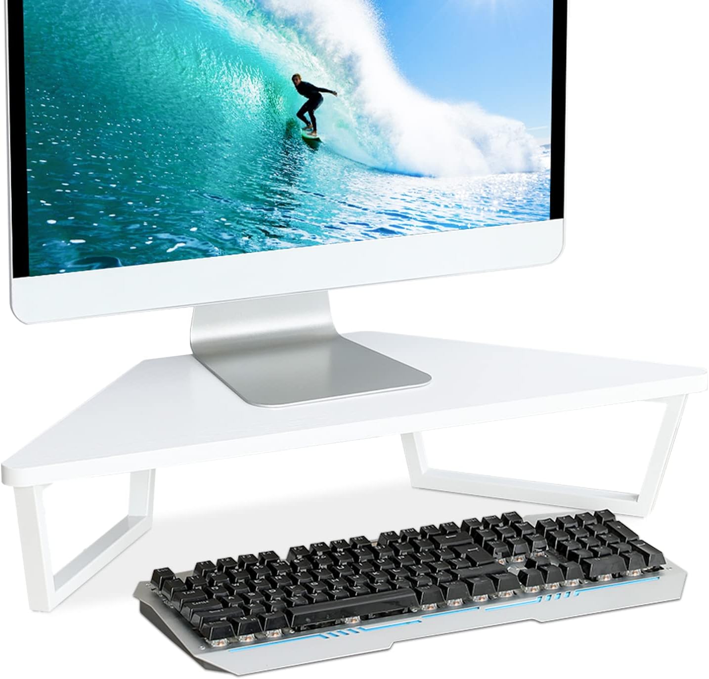 Amazon.com: TEAMIX 26 inch White Triangle Monitor Stand Riser, Desktop ...