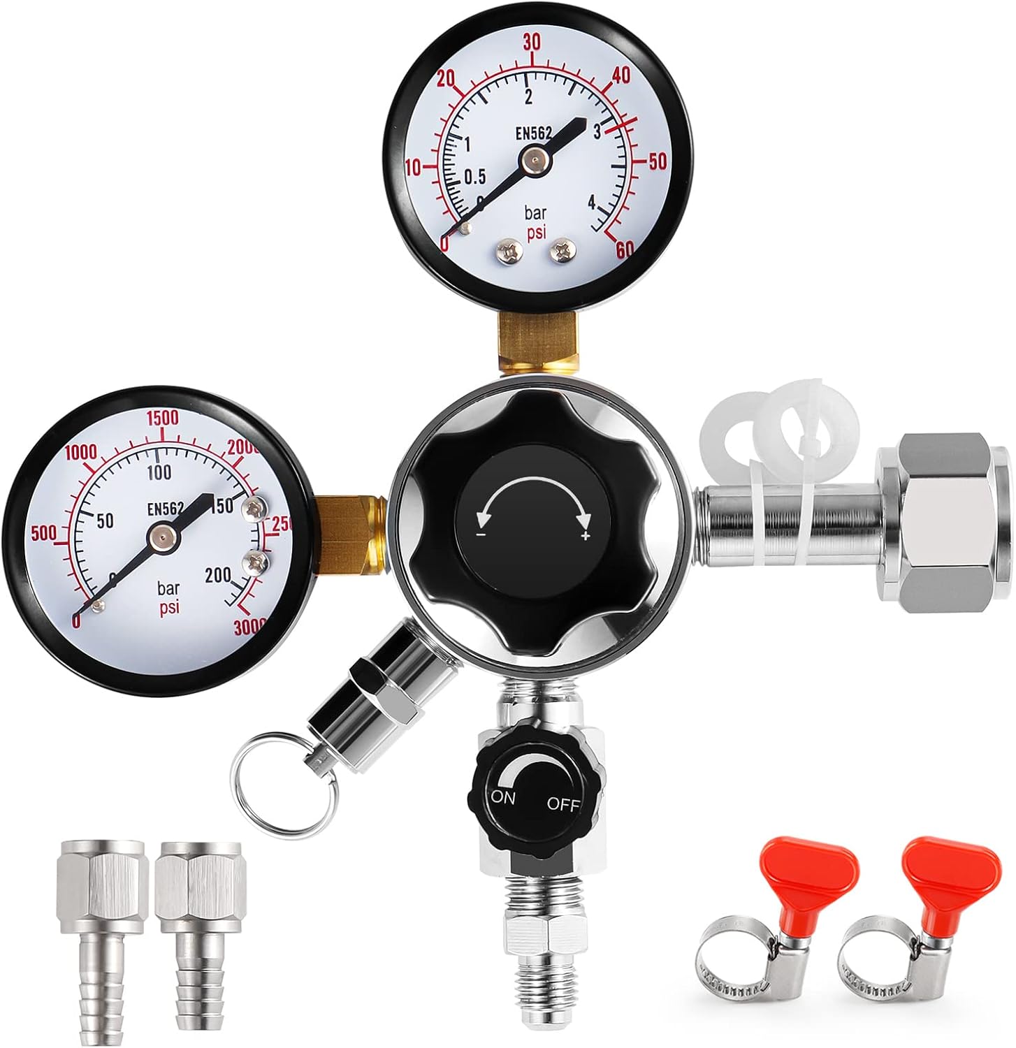Amazon.com: Dbgogo CGA-320 Keg CO2 Regulator, Brewing Dual Stage Gauge ...