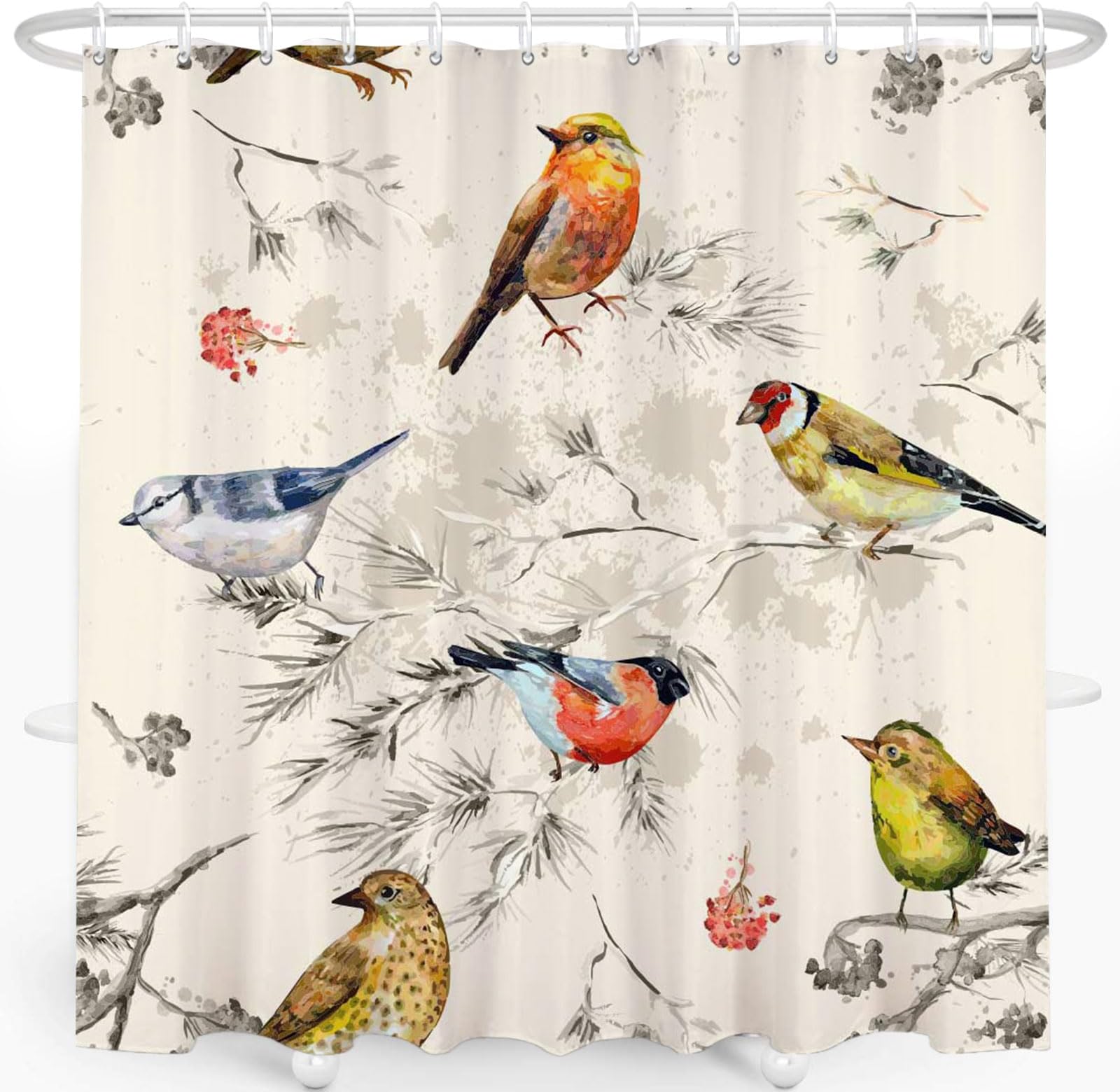 Amazon.com: AO blare Bird Shower Curtain Watercolor Elements Flower ...