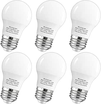 MorningLight 6 Pack A15 LED Bulbs 60 Watt Equivalent, 2700K Warm White ...