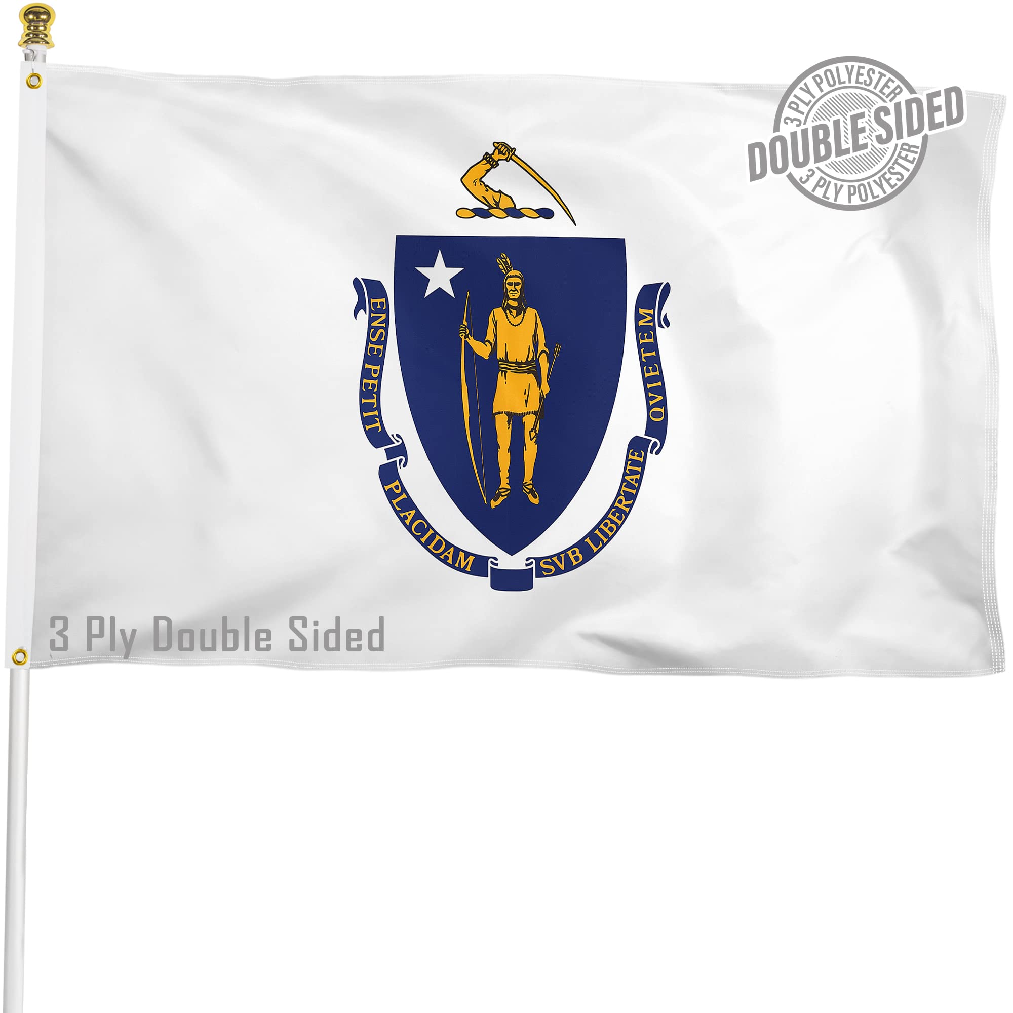 Amazon.com : XIFAN Double Sided Massachusetts State Flag 3x5 ft, Heavy ...