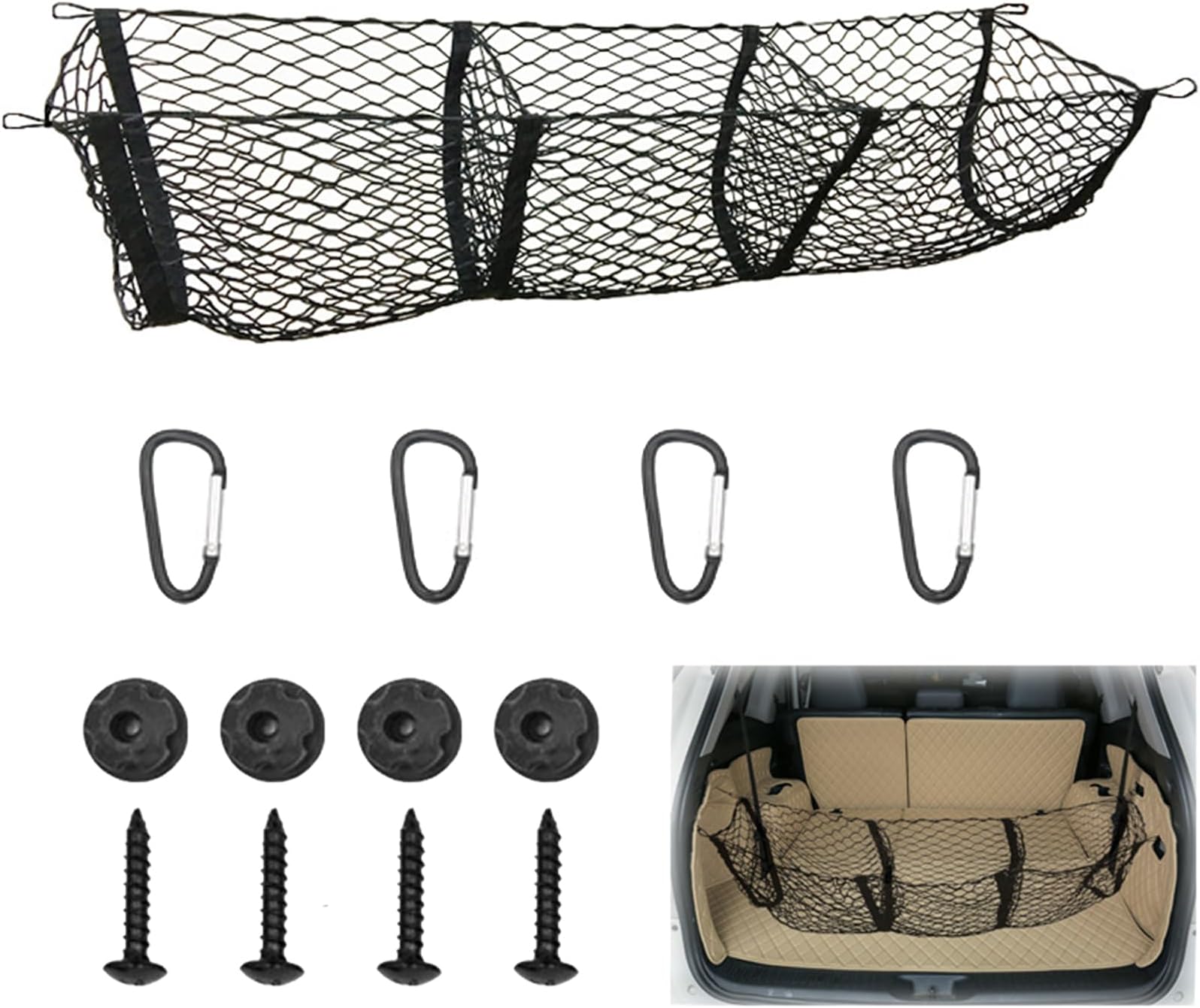 Fadcaer Car Organizer Storage Net 110 * 30cm (with 4 mounting screws ...