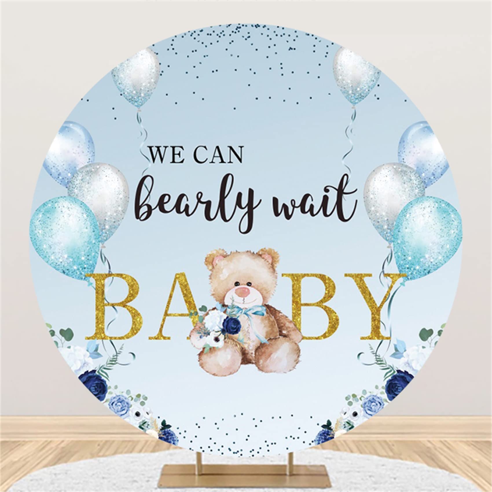 Buy Yeele 7.5x7.5ft Bear Baby Shower Round Backdrop We Can Bearly Wait ...