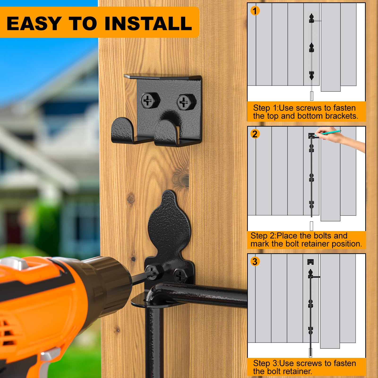 Snapklik.com : 24" Cane Bolt Drop Rod For Gate, Heavy Duty Gate Latch ...