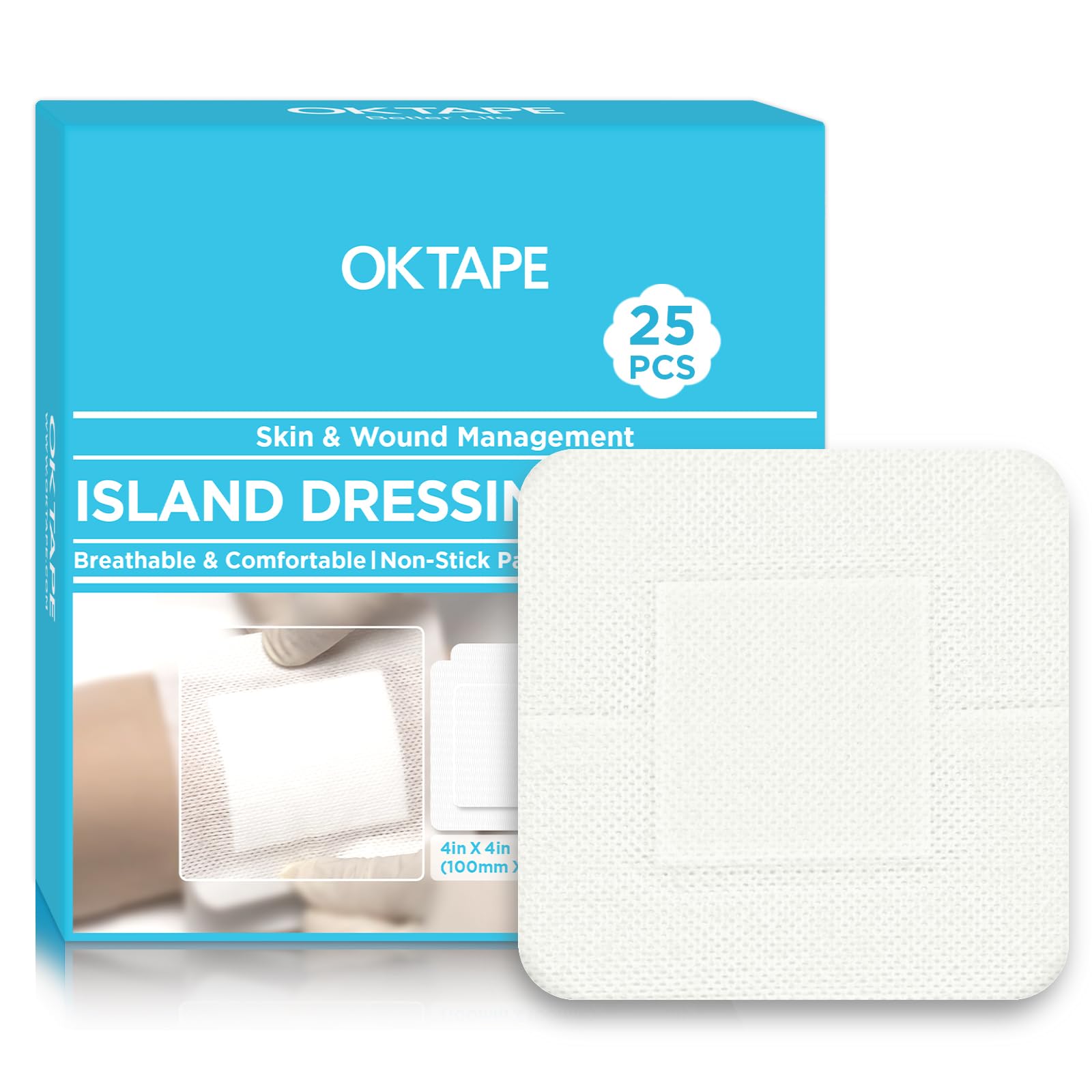 Amazon.com: OK TAPE Island Dressing, Non-Woven Wound Dressing with Absorbent Pad, Gauze Sterile ...