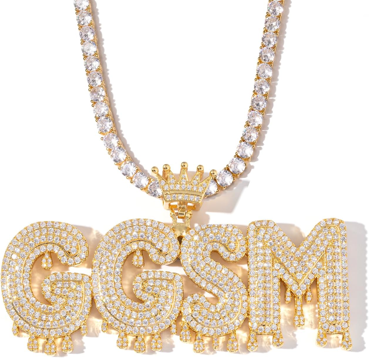 Amazon.com: Lulu Mel Personalized Crown & Waterdrop Initial Nameplate ...