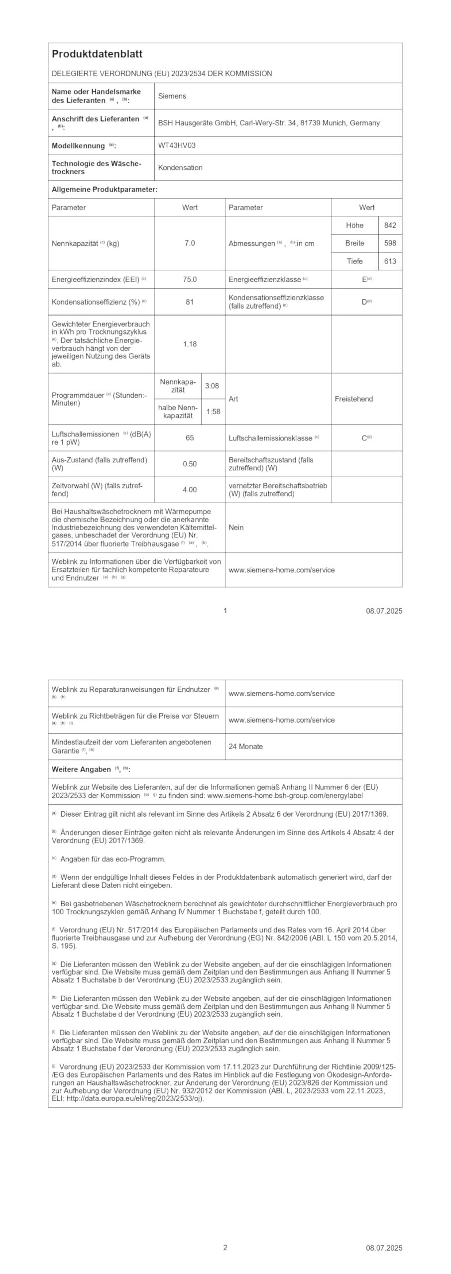 Siemens Verbindungssatz WZ11410, Ohne Auszug, Zum sicheren ...