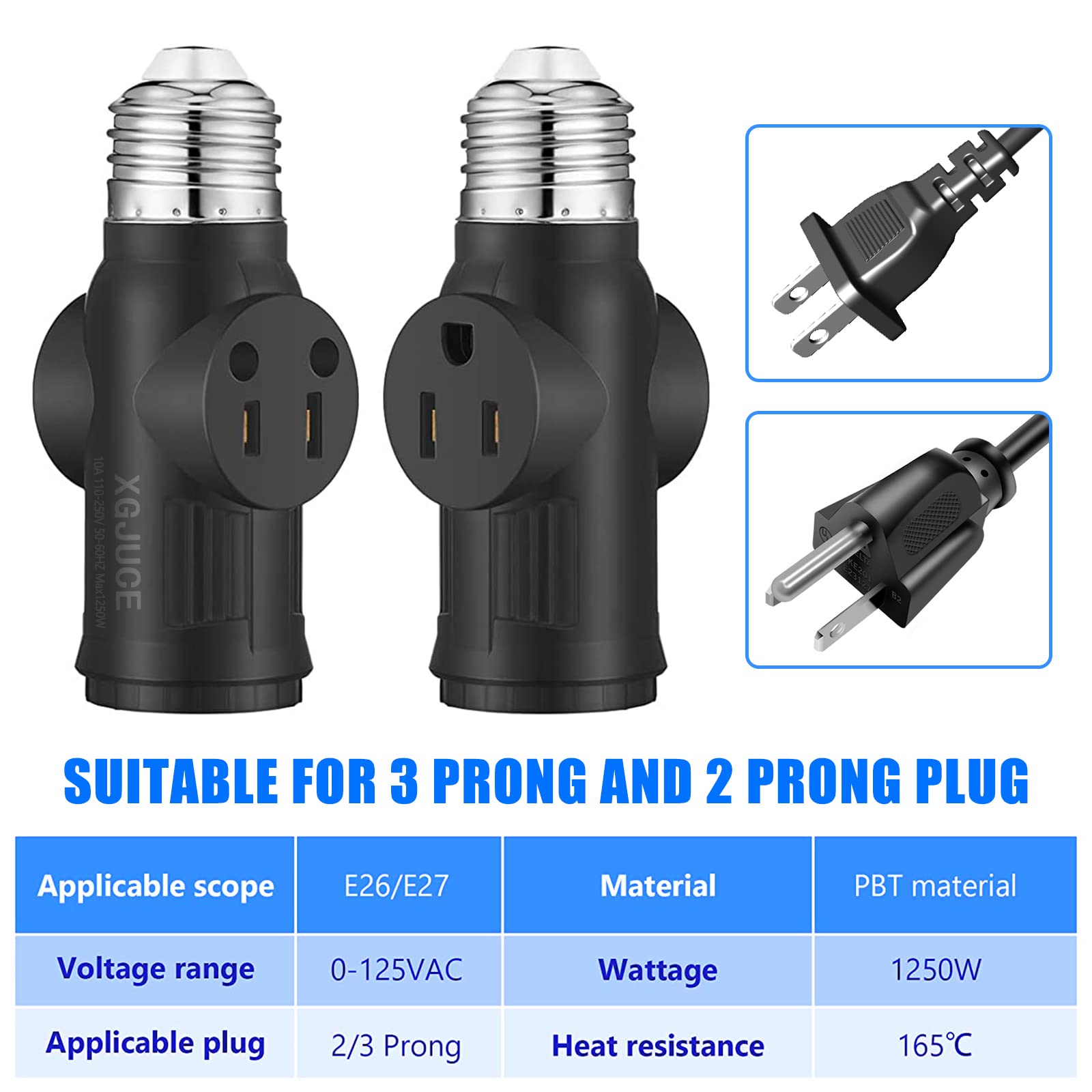 Outdoor Plug 3 In 1 Outlet Adapter, Support 3 Prong Light Bulb Socket ...