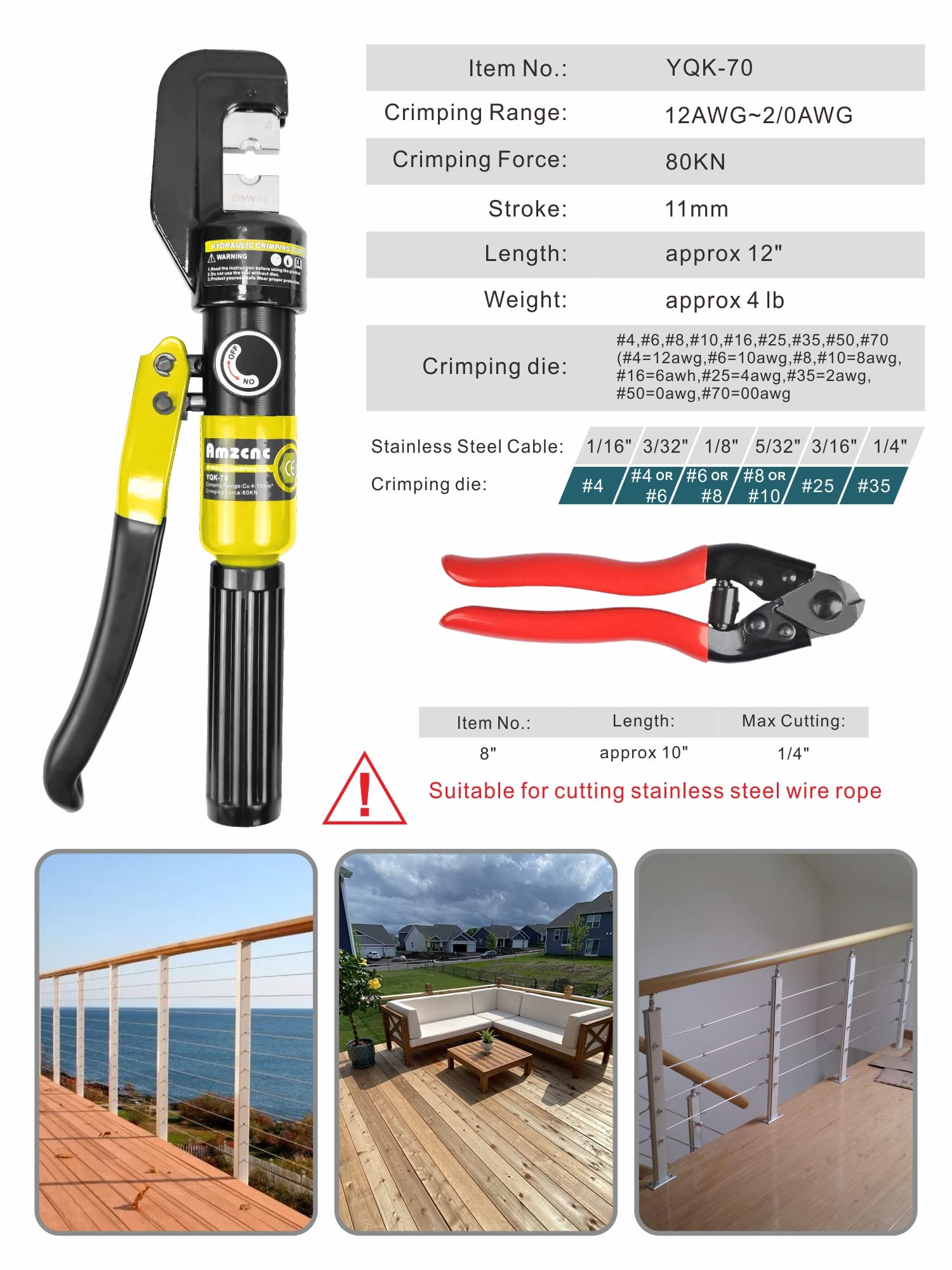 Snapklik.com : Hydraulic Hand Crimper Tool For Stainless Steel Cable ...