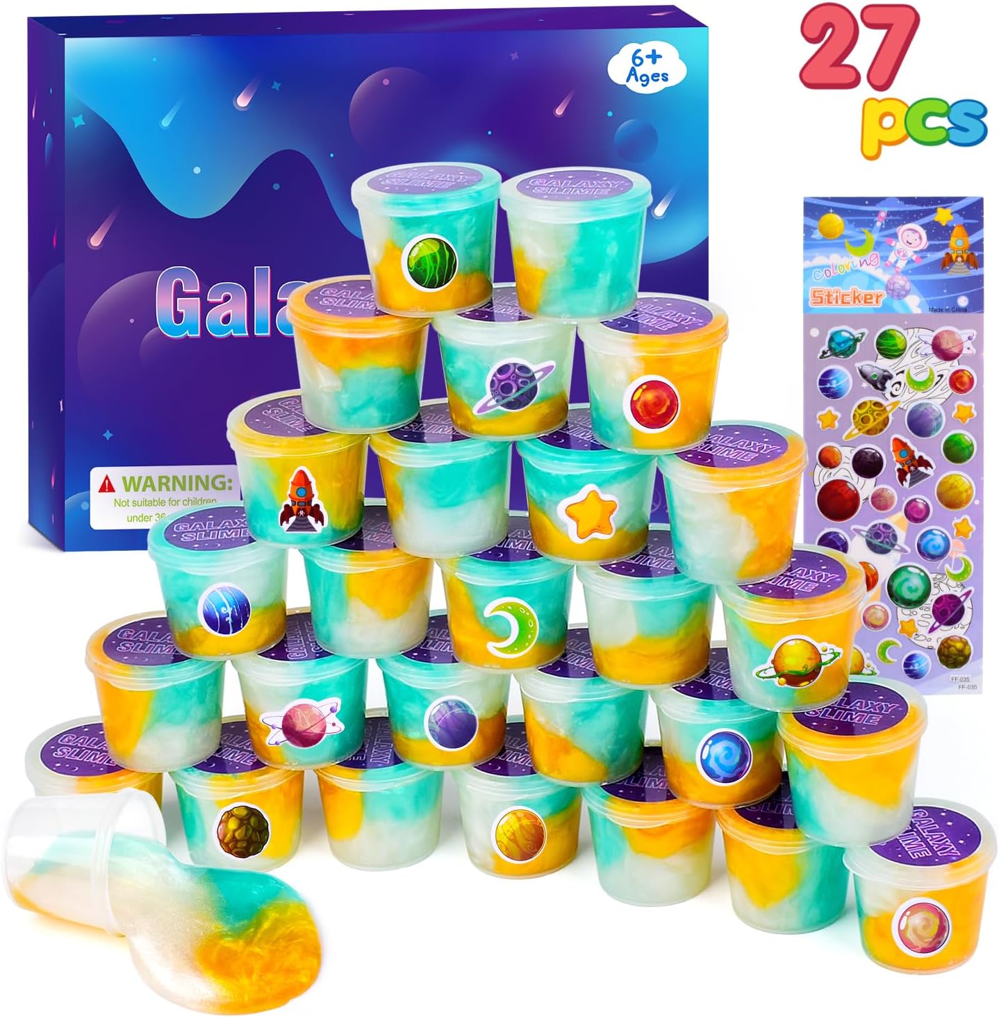 Amazon.com: Galaxy Slime Kit, 27 Pack Slime Party Favor Gifts, Bulk ...