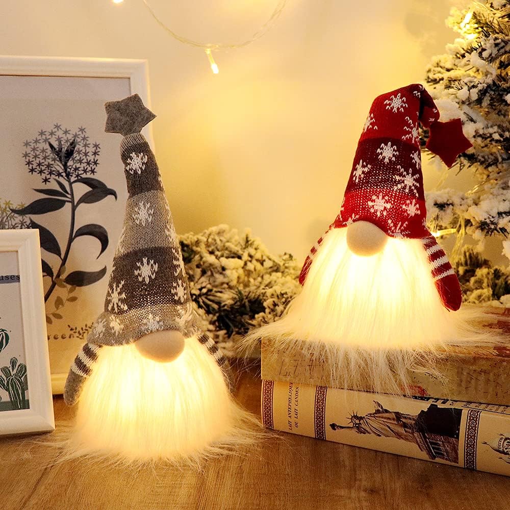White Lighted Christmas Gnome NALONE 2Pcs Lighted Gnomes Christmas