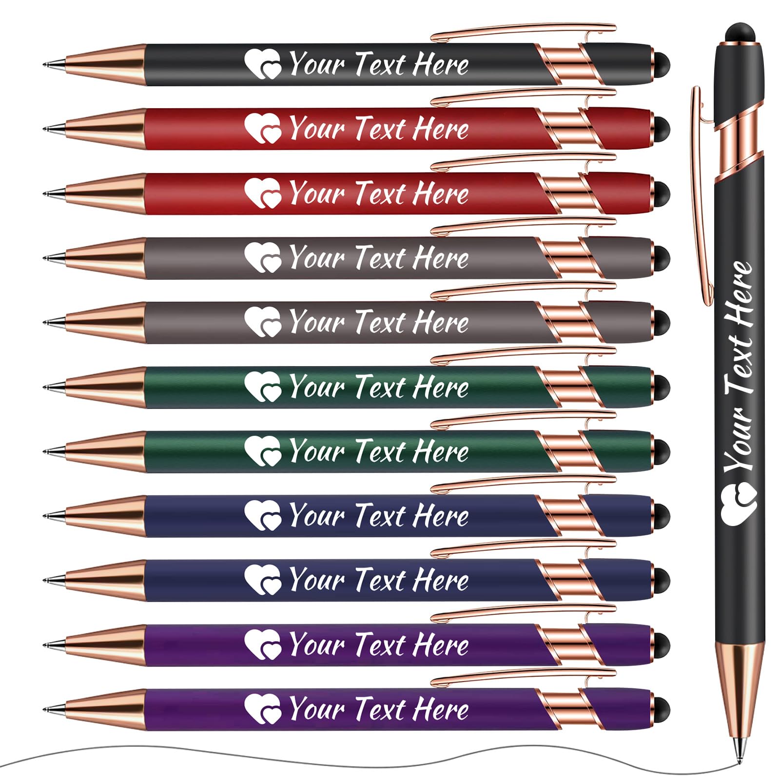 Amazon.com : Vebermo Personalized Pens with Stylus - 12 PCS Custom ...