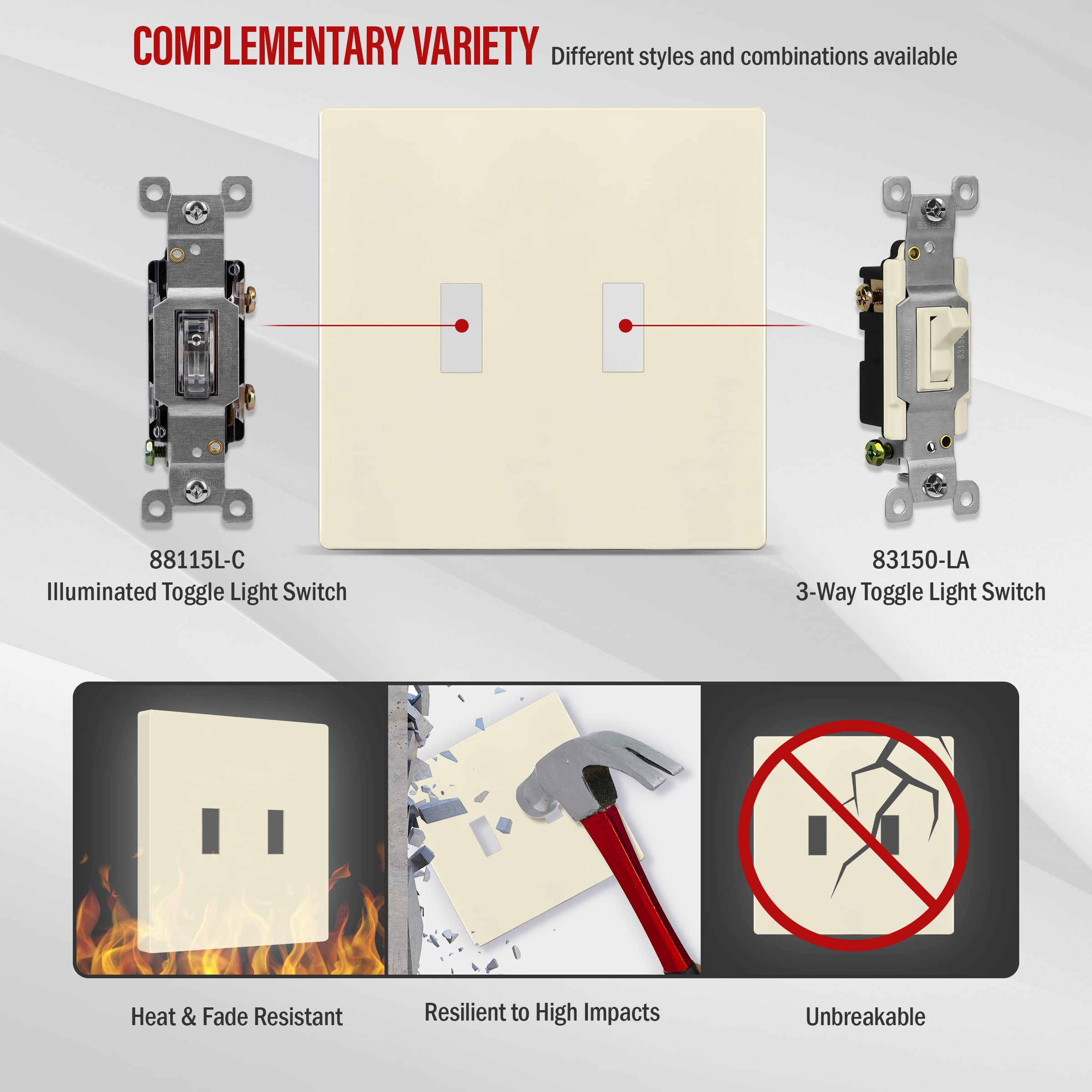 Snapklik.com : Screwless Double Toggle Switch Wall Plate, Child Safe ...