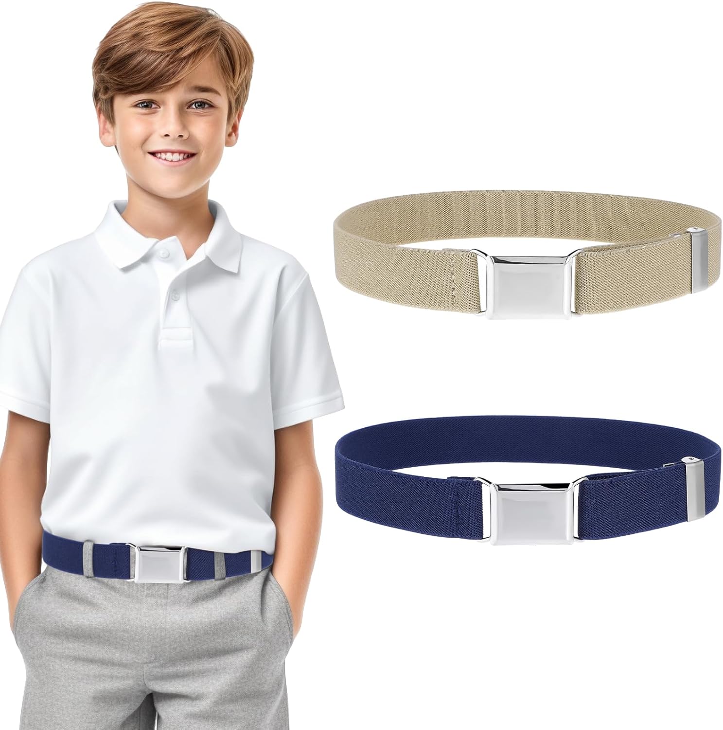 Amazon.com: 2 Pack Boys Magnetic Belt Kids Magnetic Buckle Elastic ...