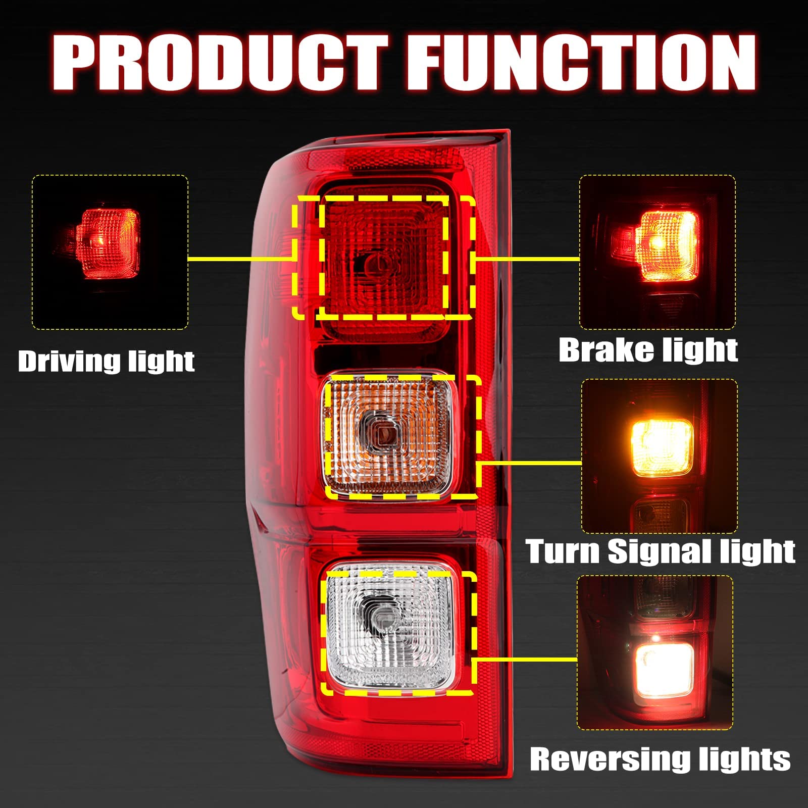 MZORANGE Brake Tail Light Rear Lamp For Ford ranger 2019 2020 2021 2022 ...