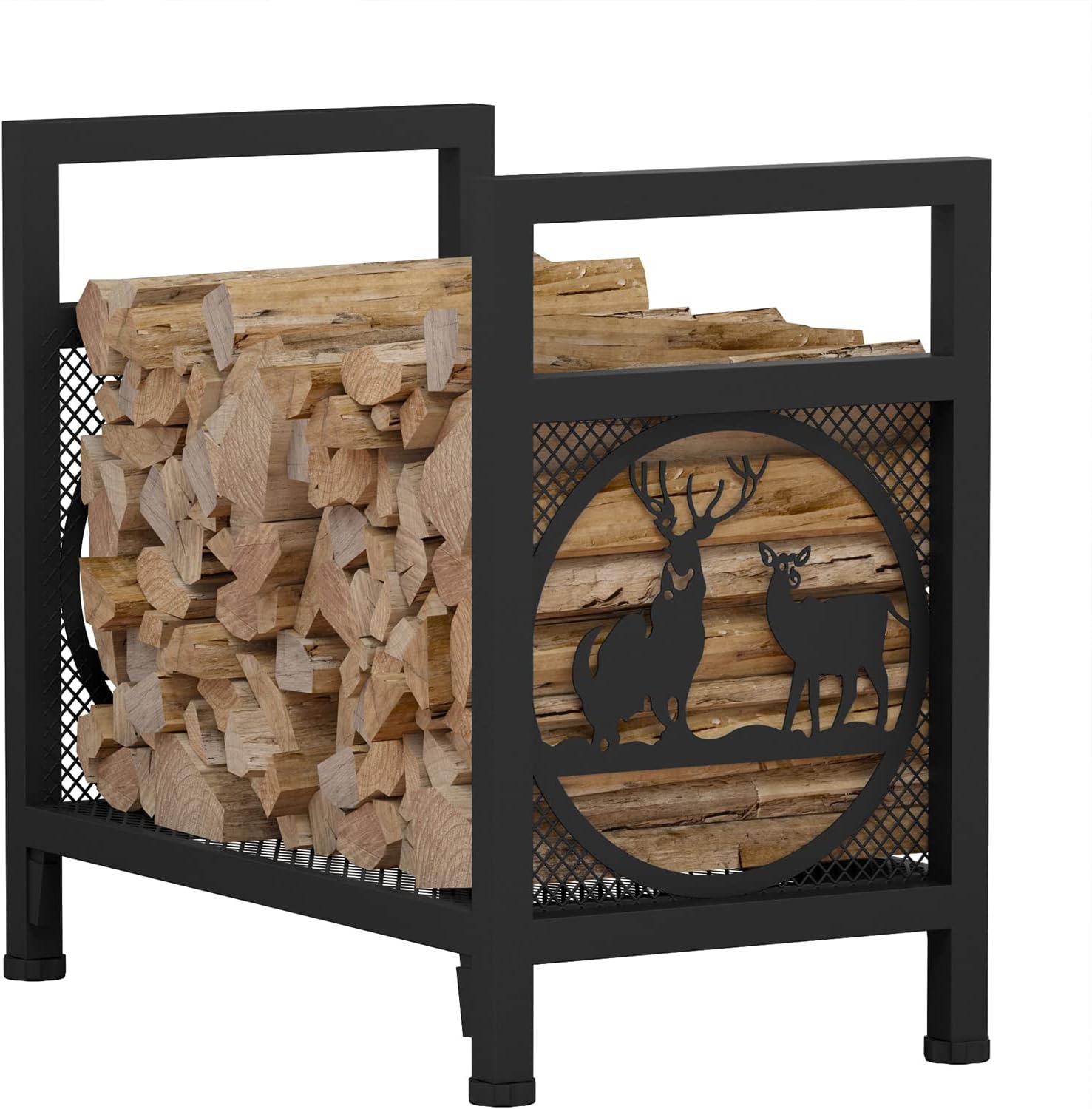 Amazon.com: 18" Firewood Log Rack, Indoor Fireplace Wood Holder, Heavy ...