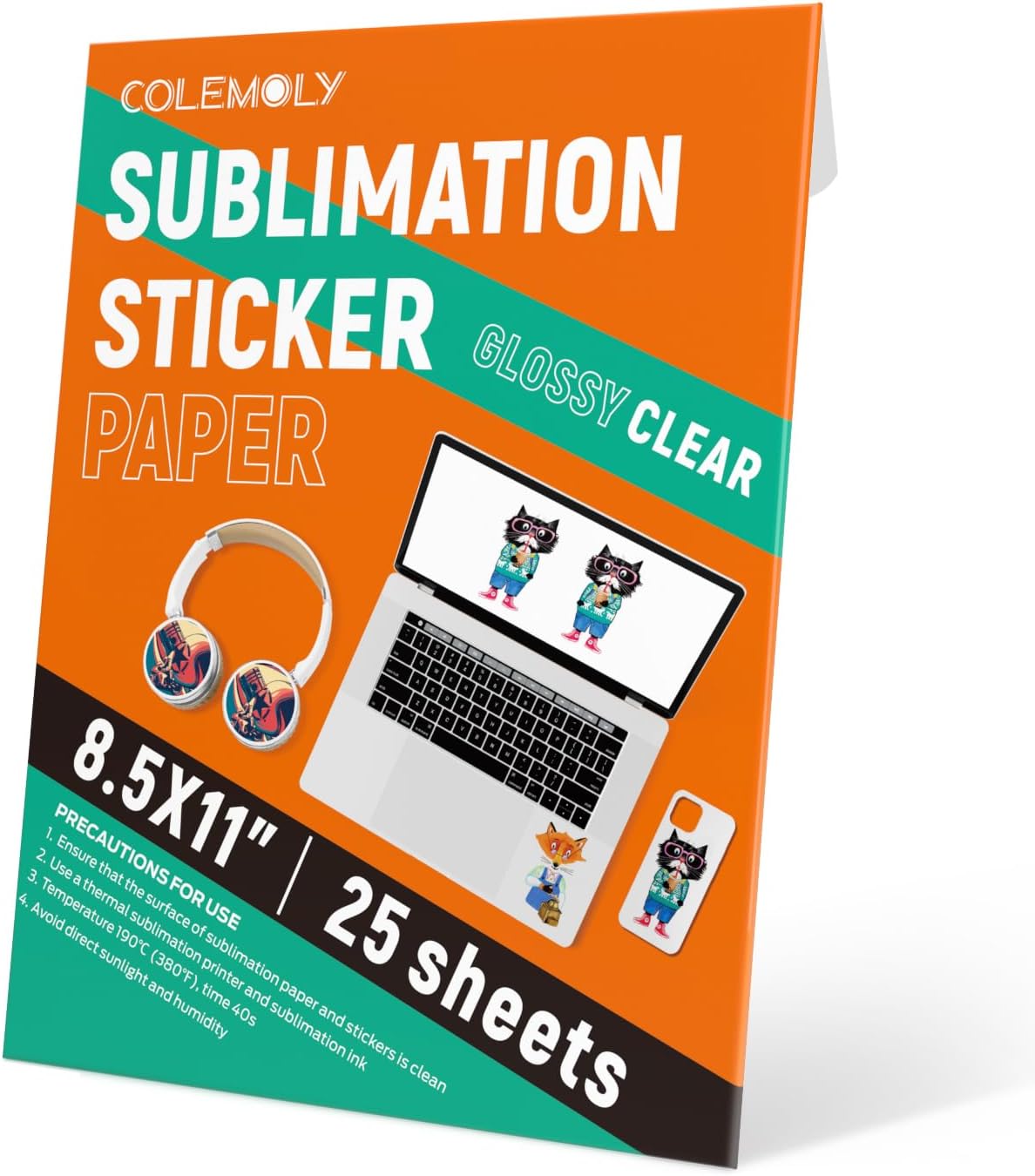 Amazon.com : Colemoly Sublimation Sticker Paper-25 Sheets 100% Clear ...