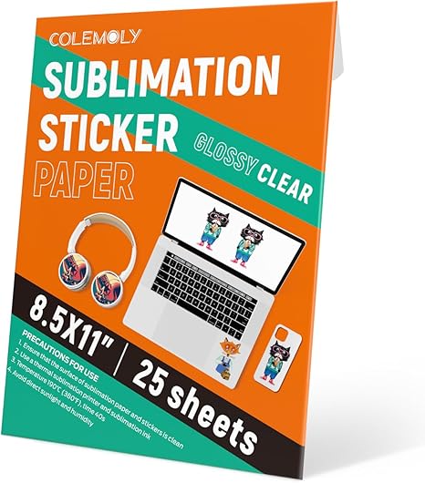Amazon.com : Colemoly Sublimation Sticker Paper-25 Sheets 100% Clear ...