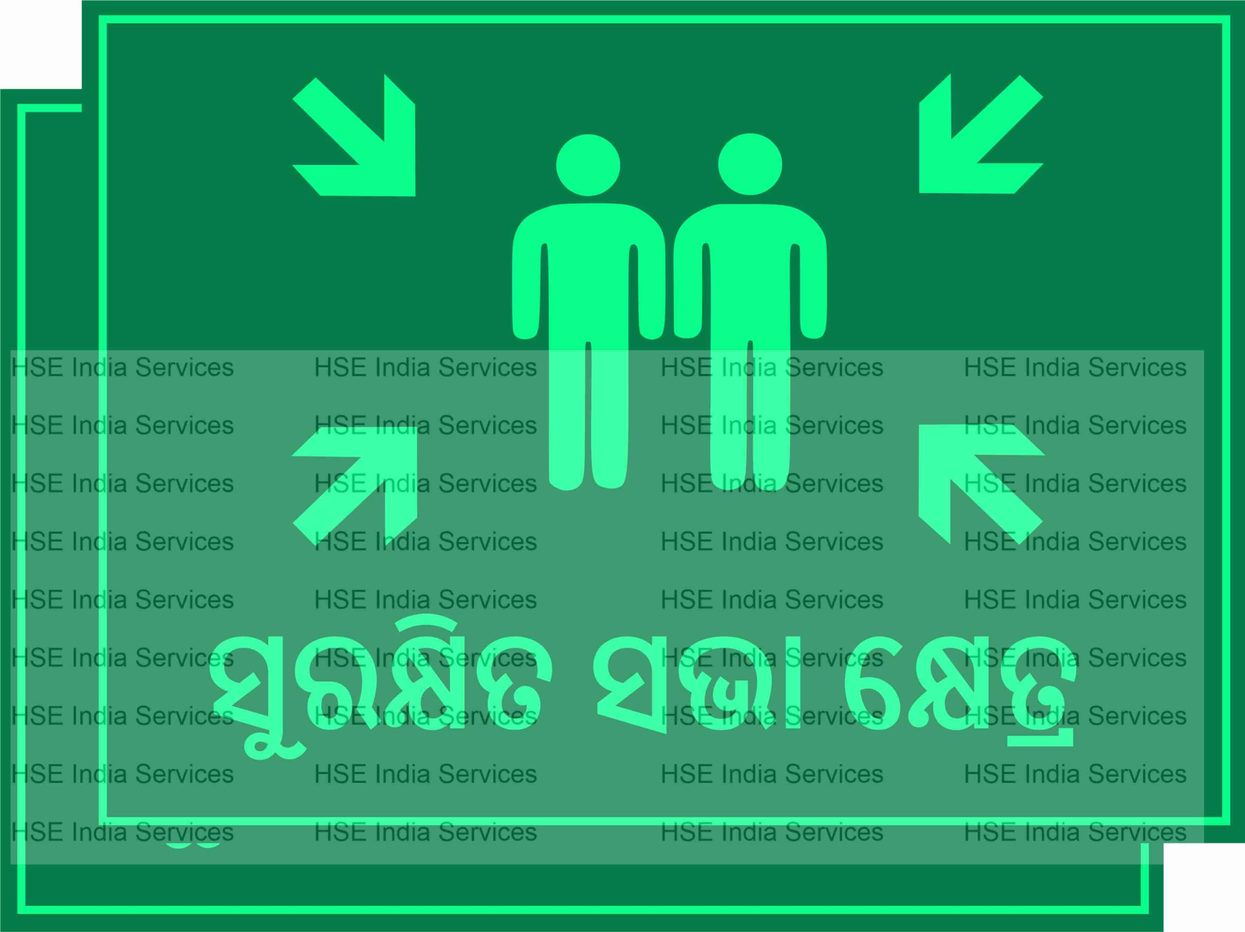 HSE India Services Safe Assembly Area Sign Board (Dark in glow) in One ...