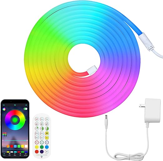 Amazon.com: HOUHUI LED Neon Lights, 10Ft RGB Neon Rope Lights with ...