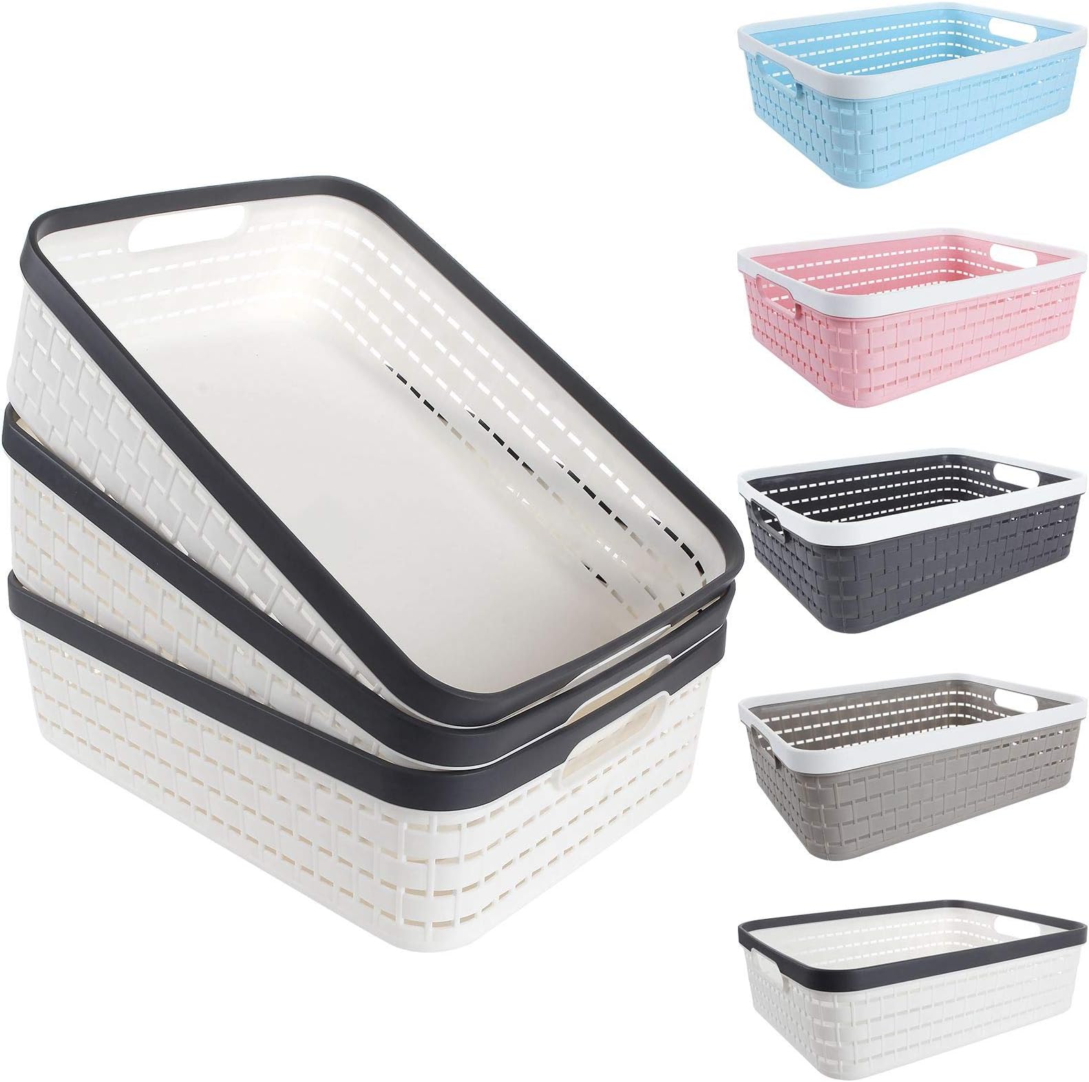 Amazon.com: CertBuy 3 Pack Plastic Storage Baskets 14 x 10 x 4.5 Inch ...