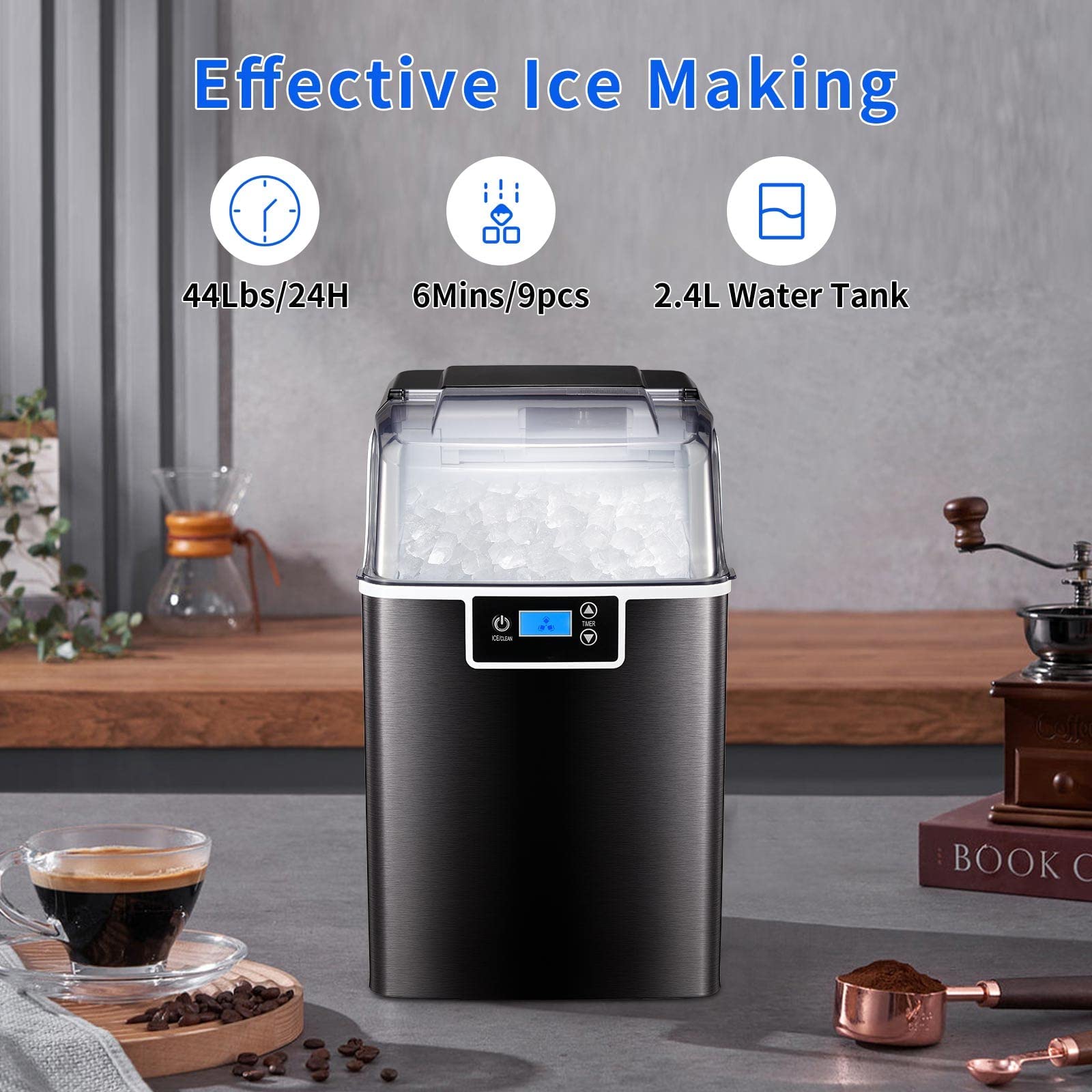Snapklik.com : Nugget Ice Maker Countertop, Crushed Chewable Ice Maker Machine