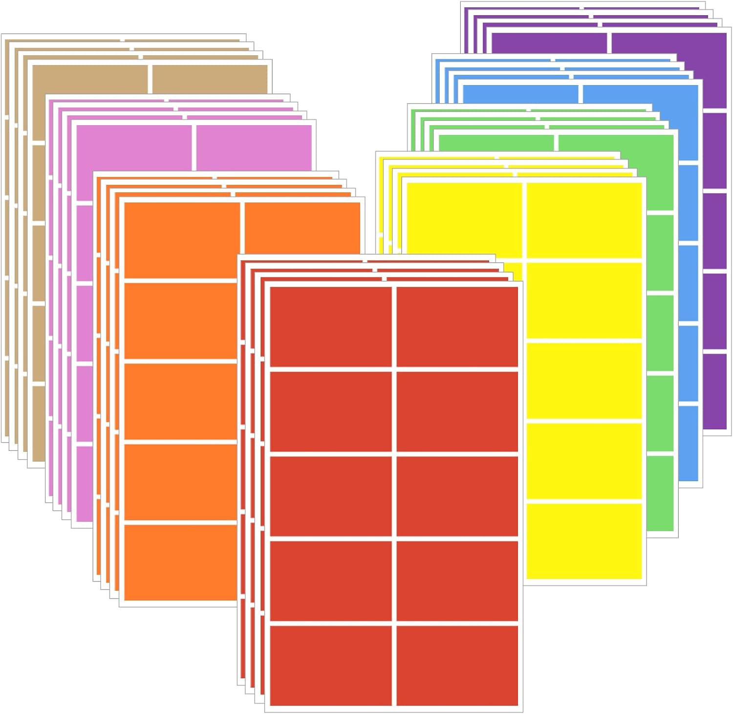 Amazon.com : STARLIBOO Colored Labels Stickers, 3 x 2 Inch Rectangular ...