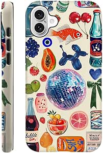 Amazon.com: Kiritfox Case Compatible with for iPhone 16,European Fruit Bow Collage Phone Case ...