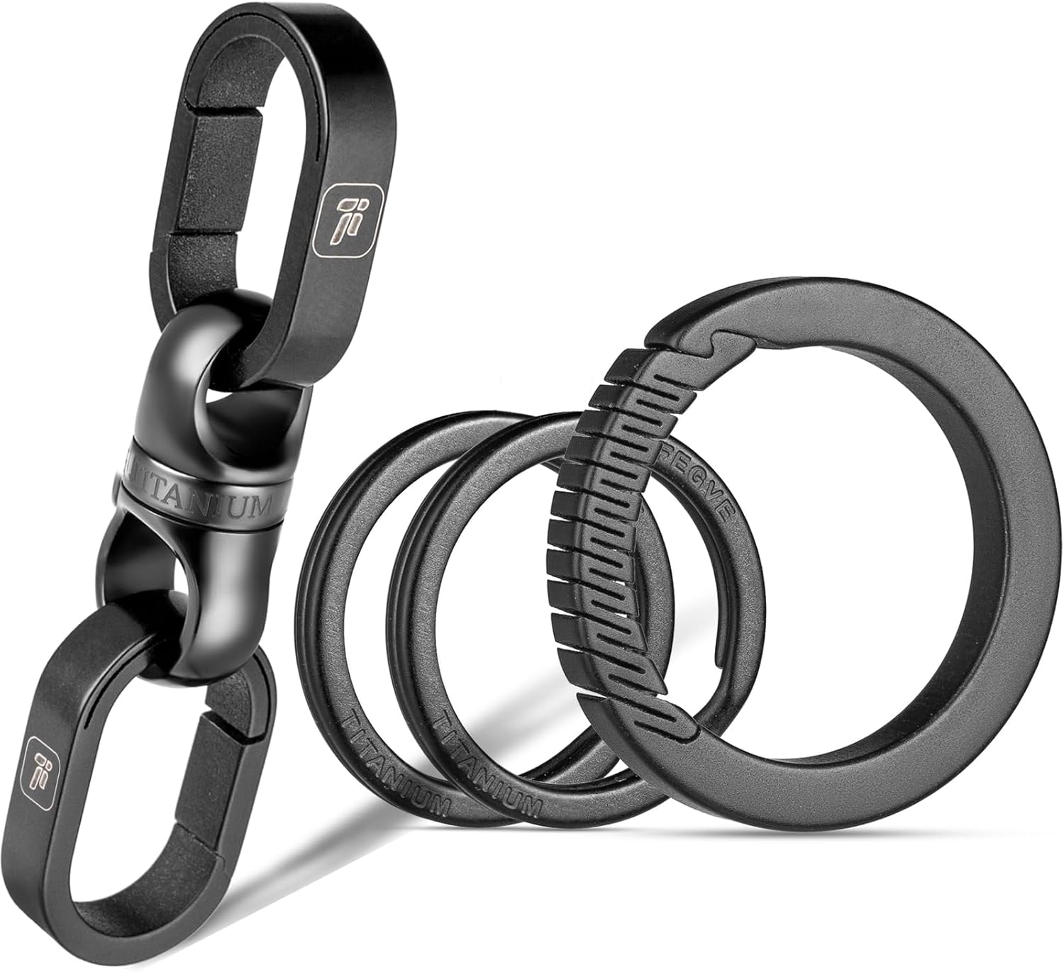 Amazon.com: FEGVE Titanium Swivel Key Chain Rings Heavy Duty with 2 ...