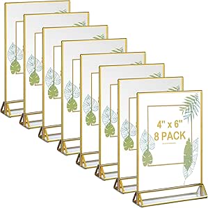 Amazon.com : CACASO 8 Pack Acrylic Sign Holders, 4 x 6 Gold Table ...