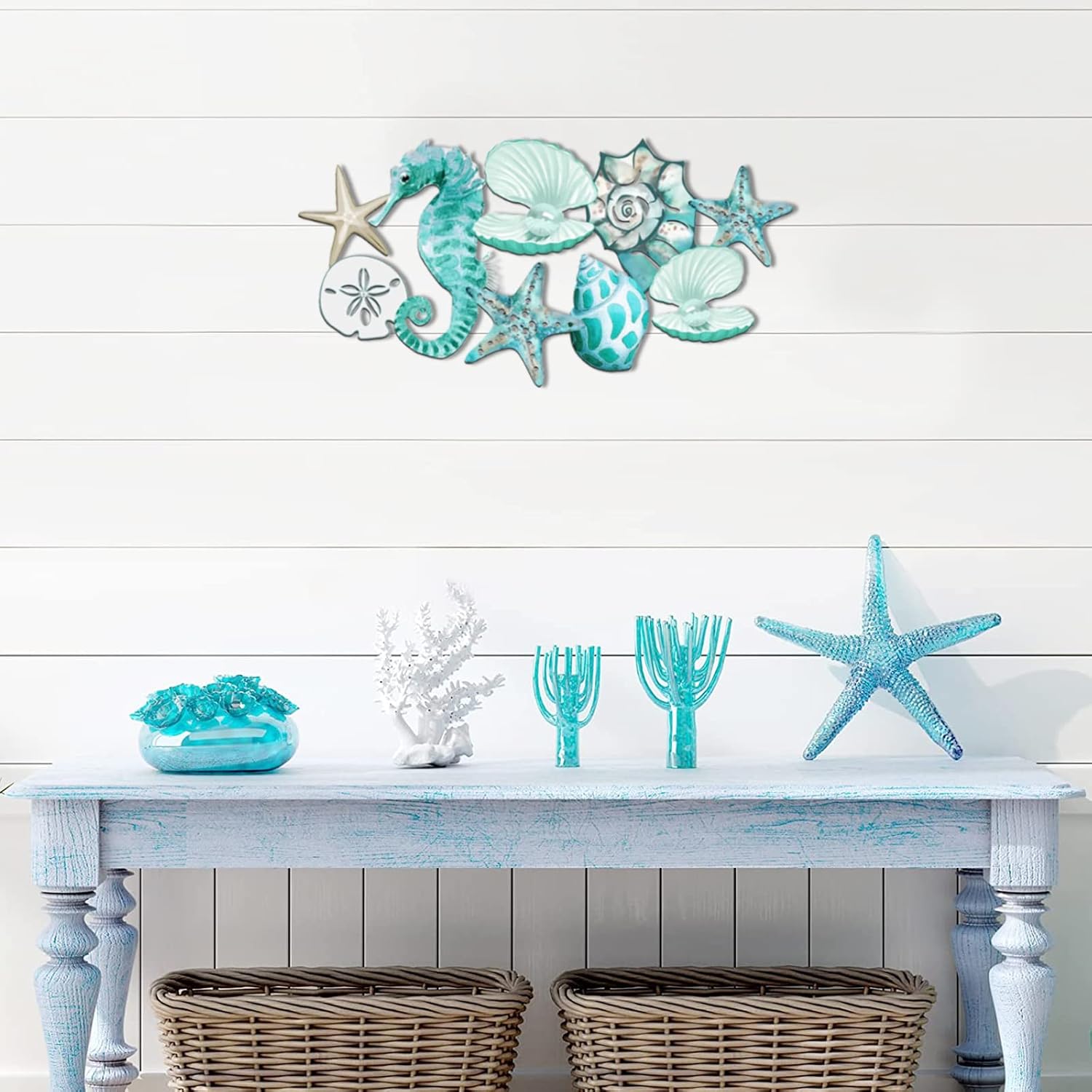 Amazon.com: TSCMRCDC Wood Beach Wall Decor, 17.7 x 9.8 Inch Hanging Sea ...