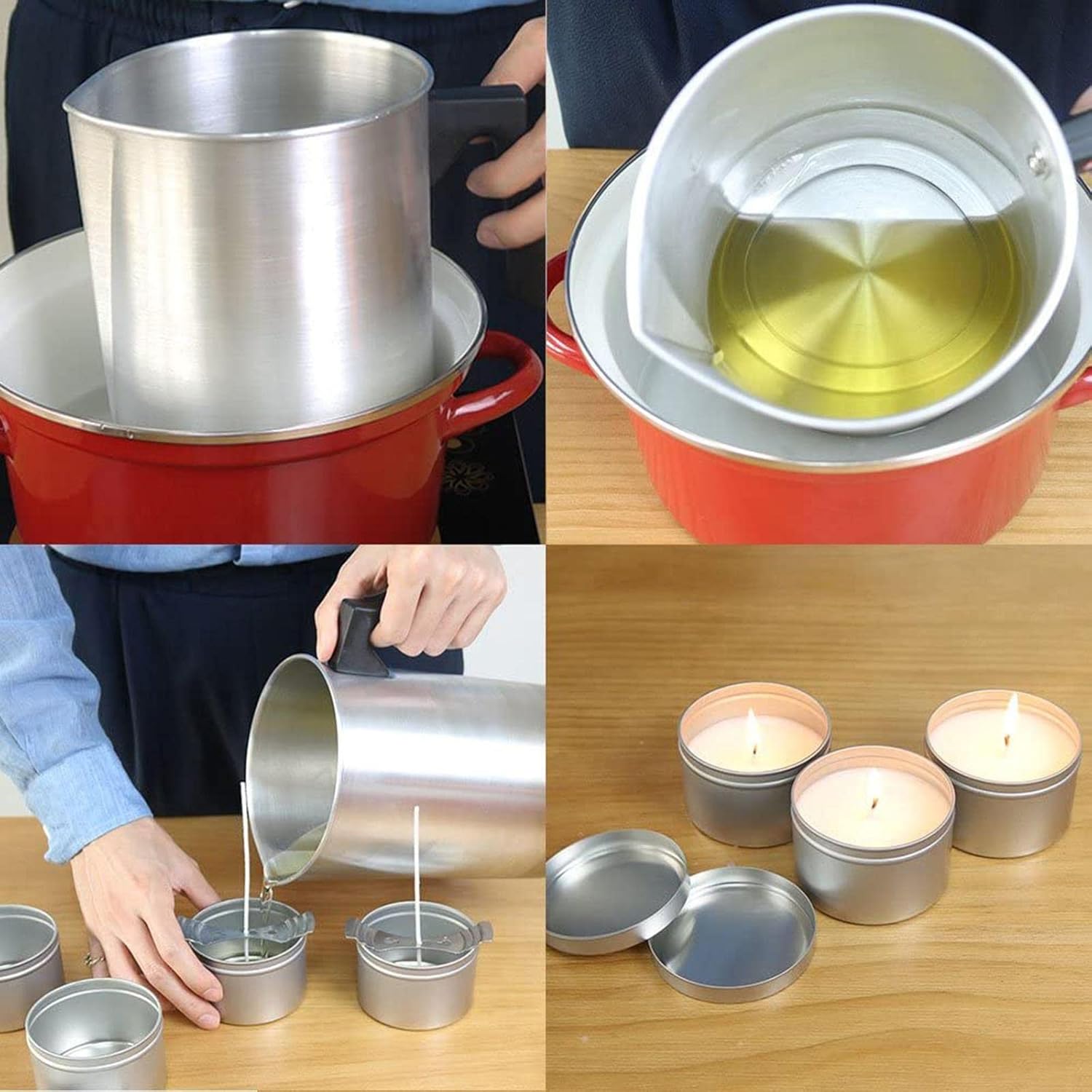 CALANDIS® Wax Melting Pot Pouring Pitcher Jug Aluminium Candle Soap DIY ...