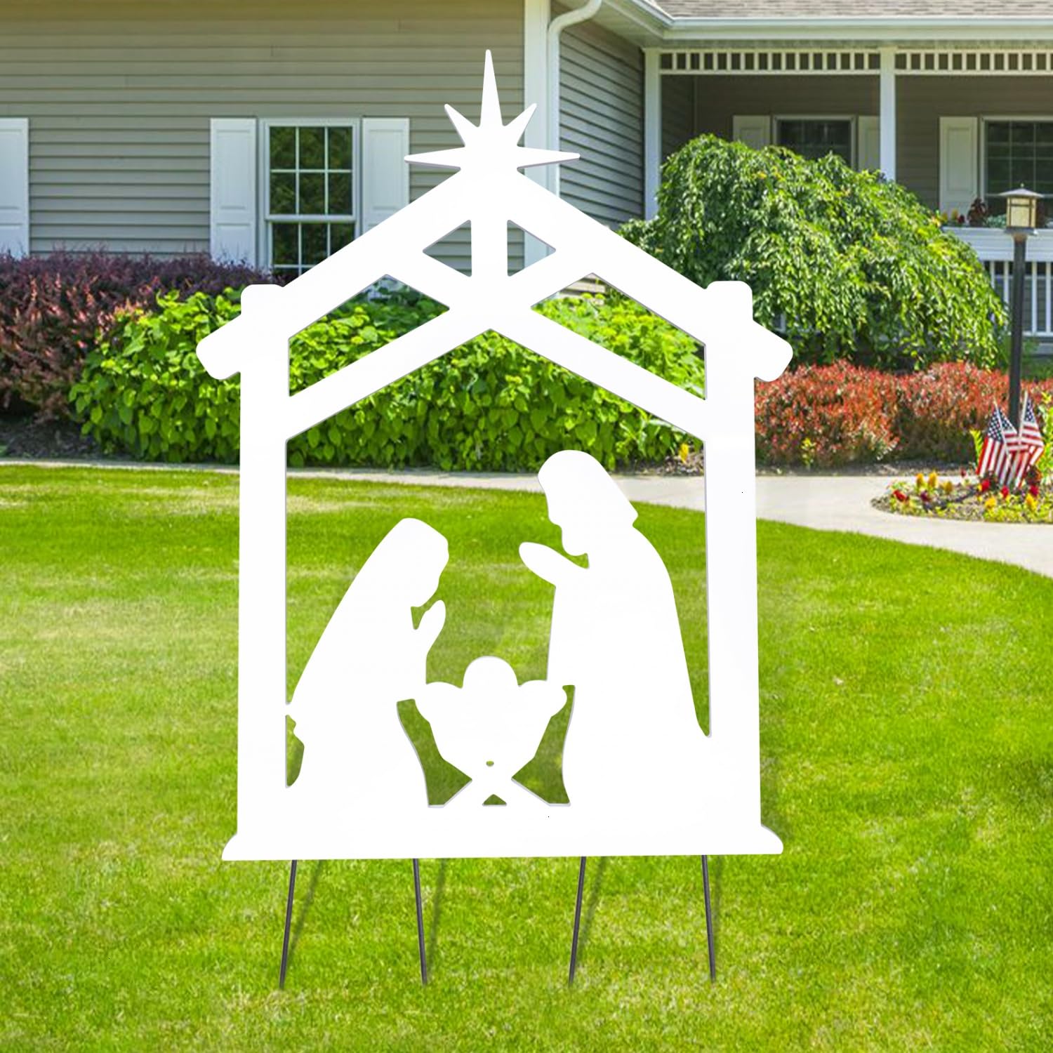 Amazon.com : JETEHO Holy Nativity Yard Signs With Stake, PVC All ...